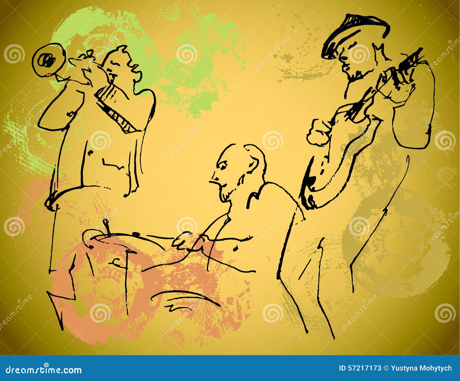 Jazz Trio Silhouettes on the Color Background with Texture. Stock ...