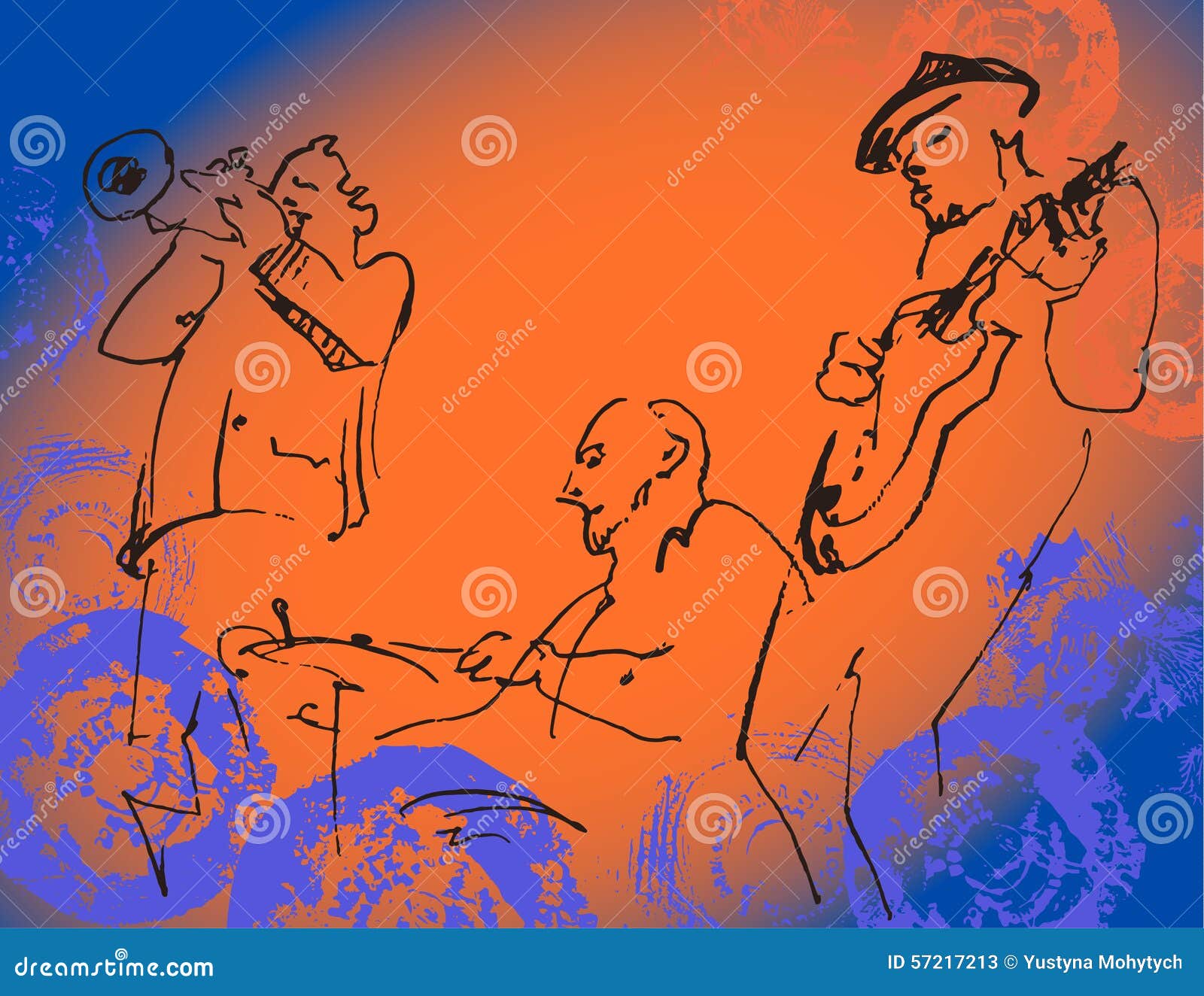 Jazz Trio Silhouettes on the Color Background with Texture. Stock ...