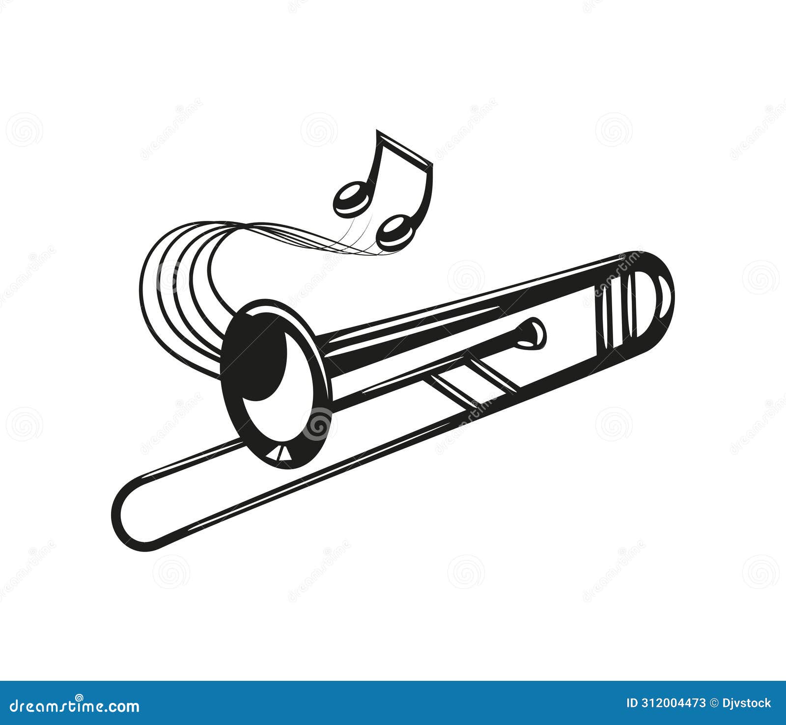 Trombone Music Instrument Cartoon Vector | CartoonDealer.com #107079961