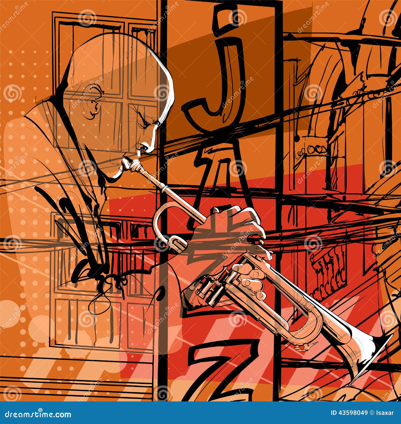 Trumpet Player Cartoon Vector | CartoonDealer.com #16231131