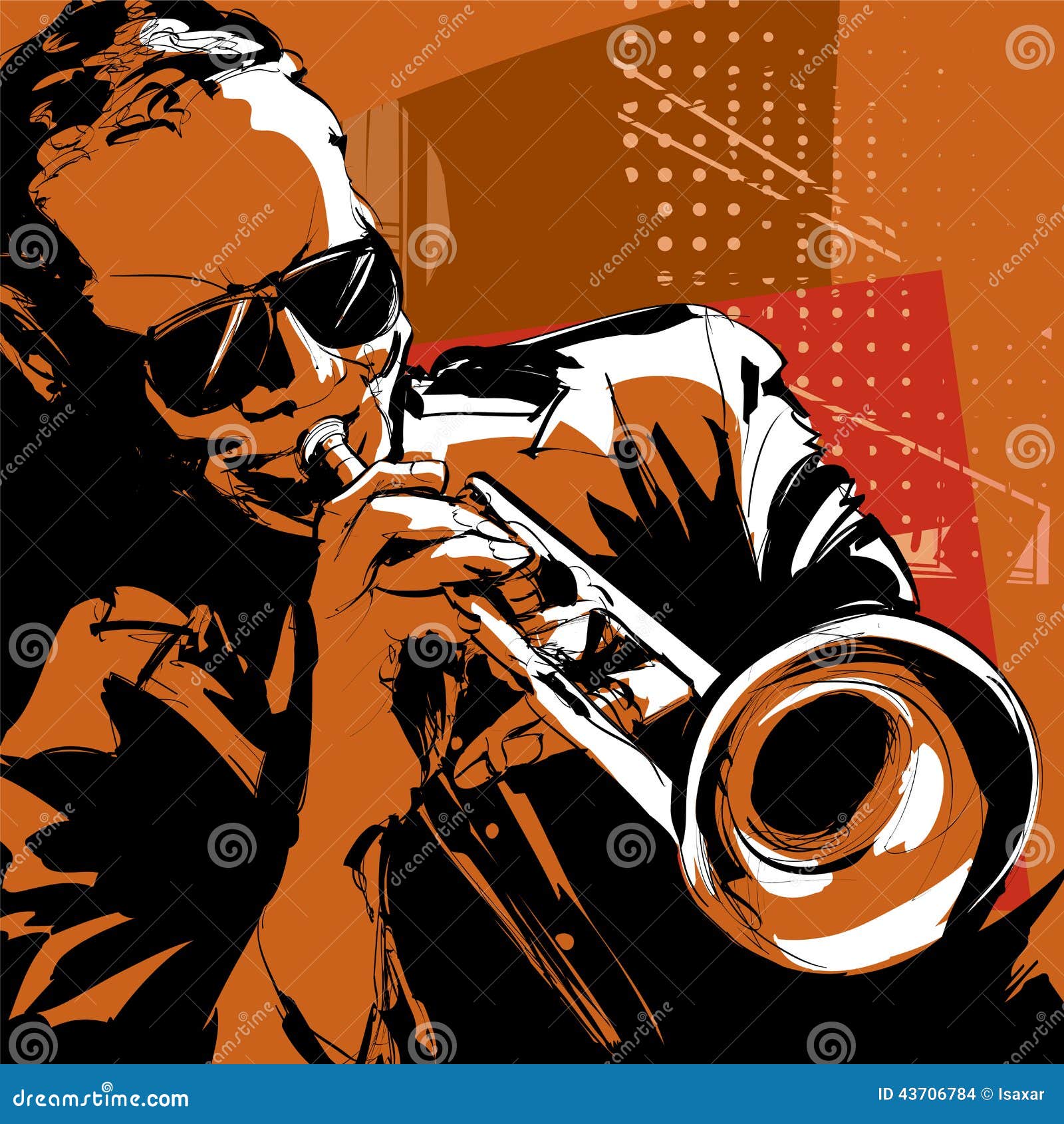 Jazz trumpet player stock vector. Illustration of performance - 43706784