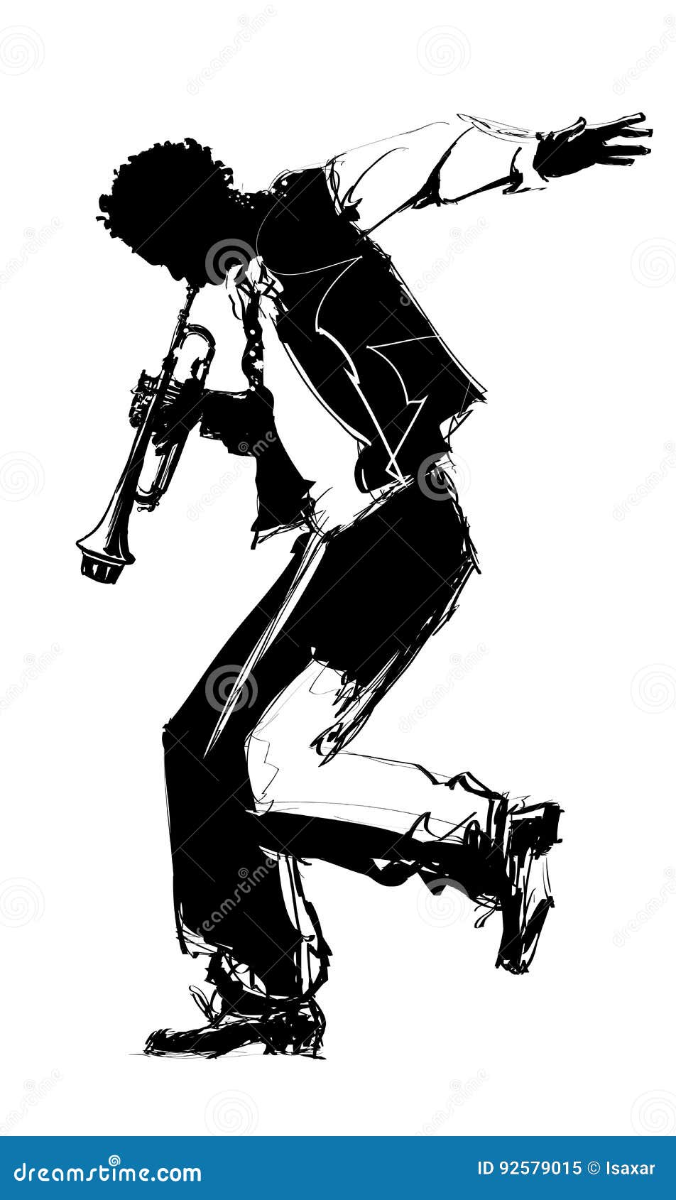 Jazz trumpet player stock vector. Illustration of instrument - 92579015