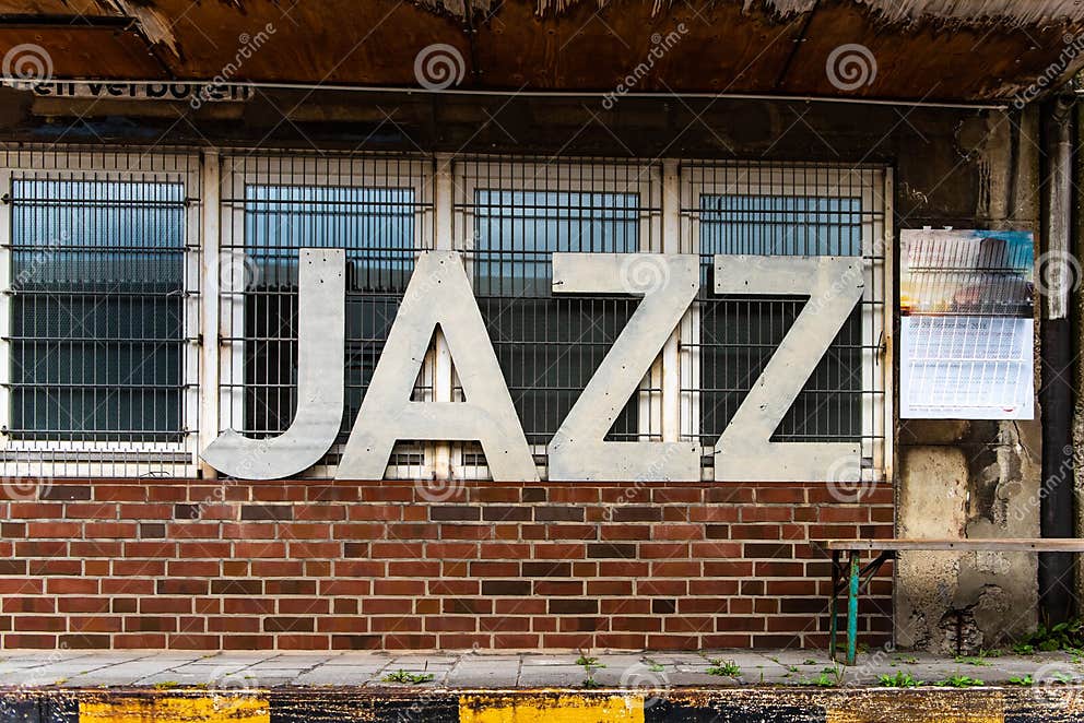 Jazz letters on the wall stock photo. Image of musical - 135954408