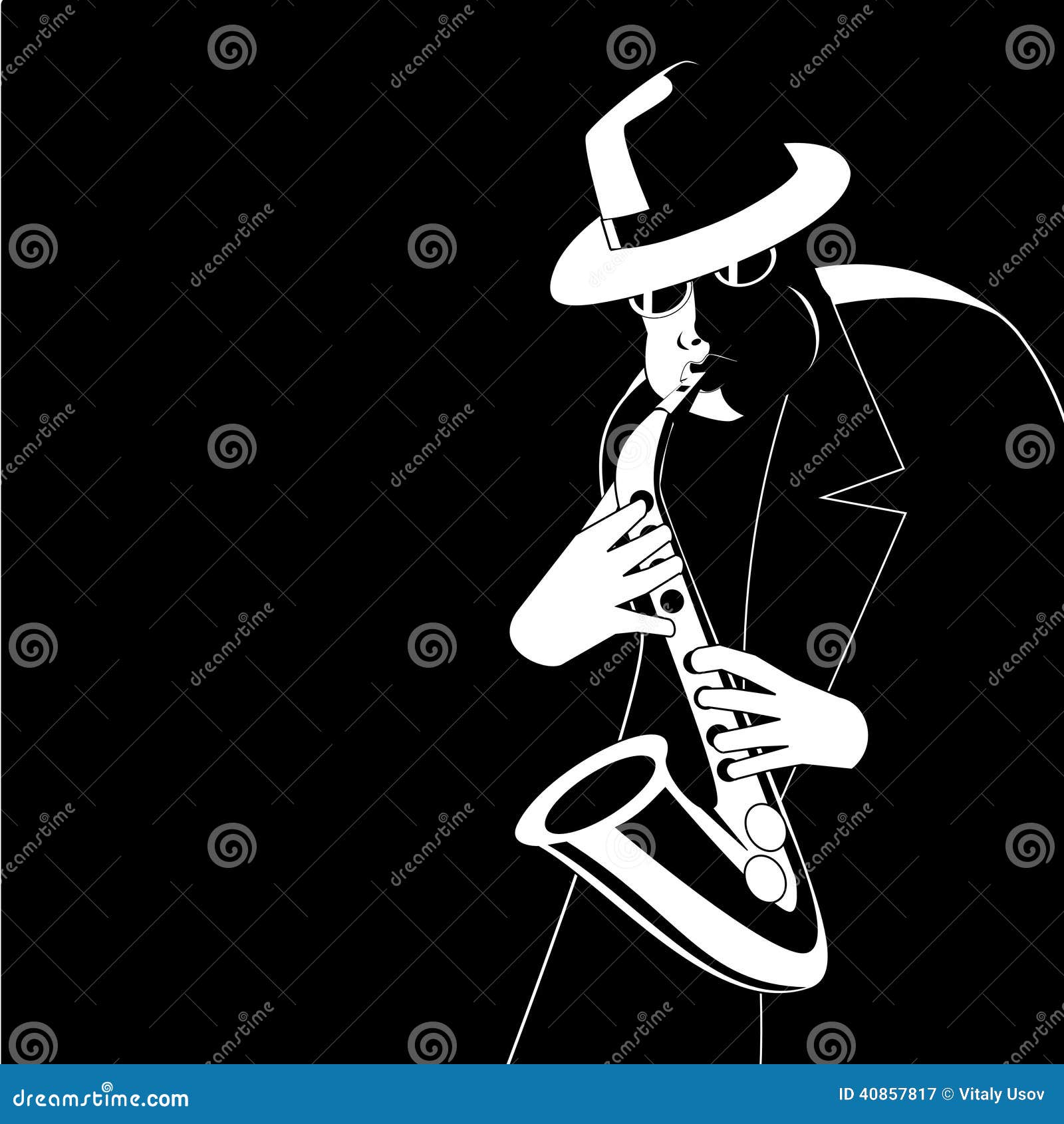 Jazzman in the dark stock vector. Illustration of improv - 40857817