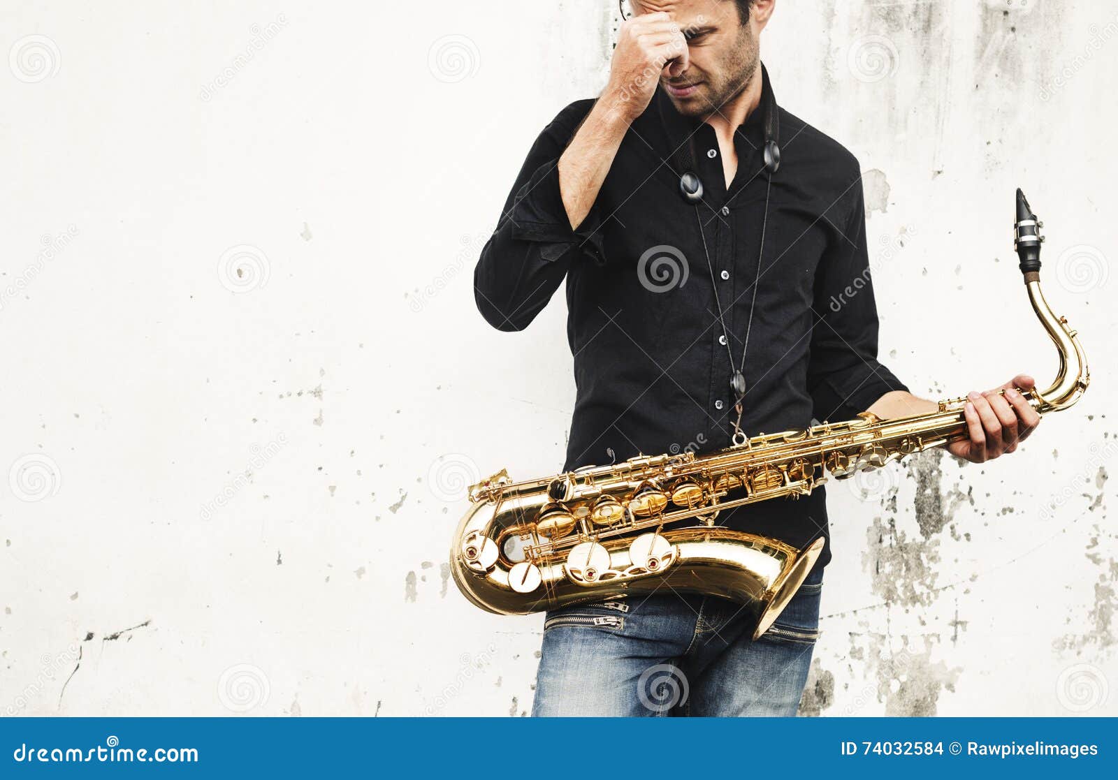 Jazzman Musical Artist Playing Saxophone Concept Stock Photo - Image of ...