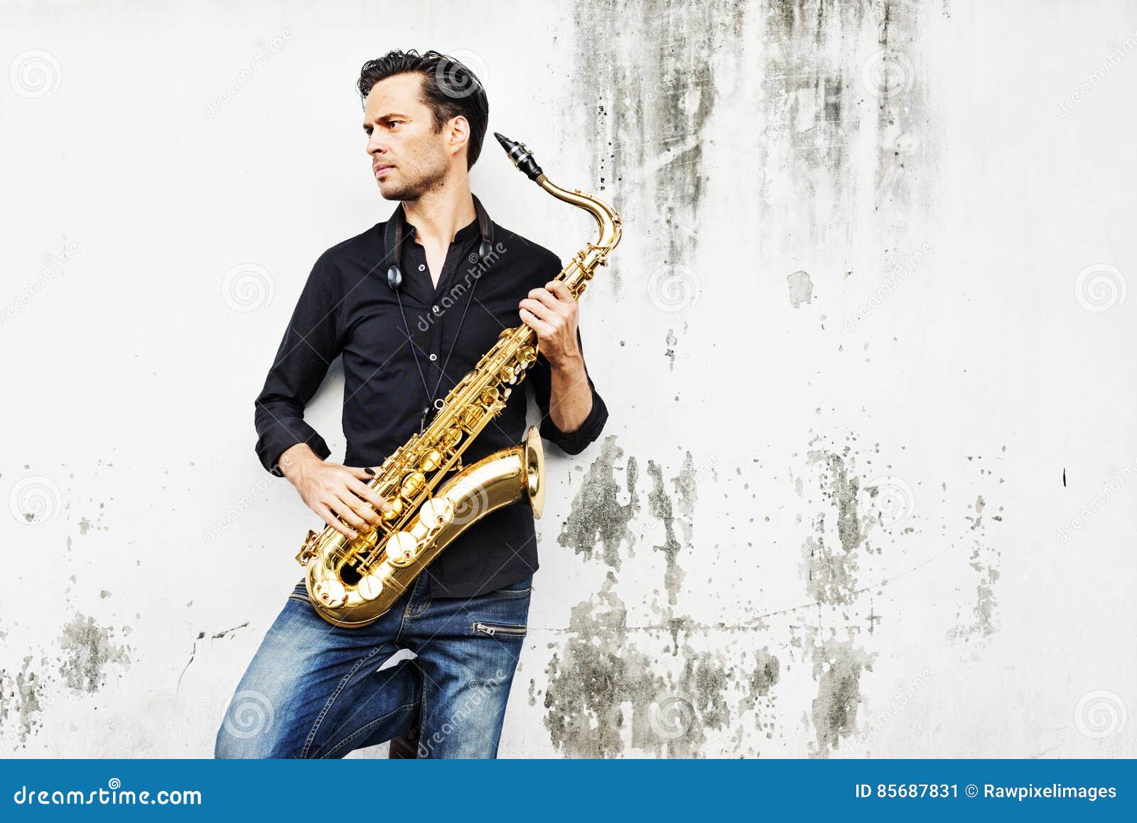 Jazzman Musical Artist Playing Saxophone Concept Stock Image - Image of ...