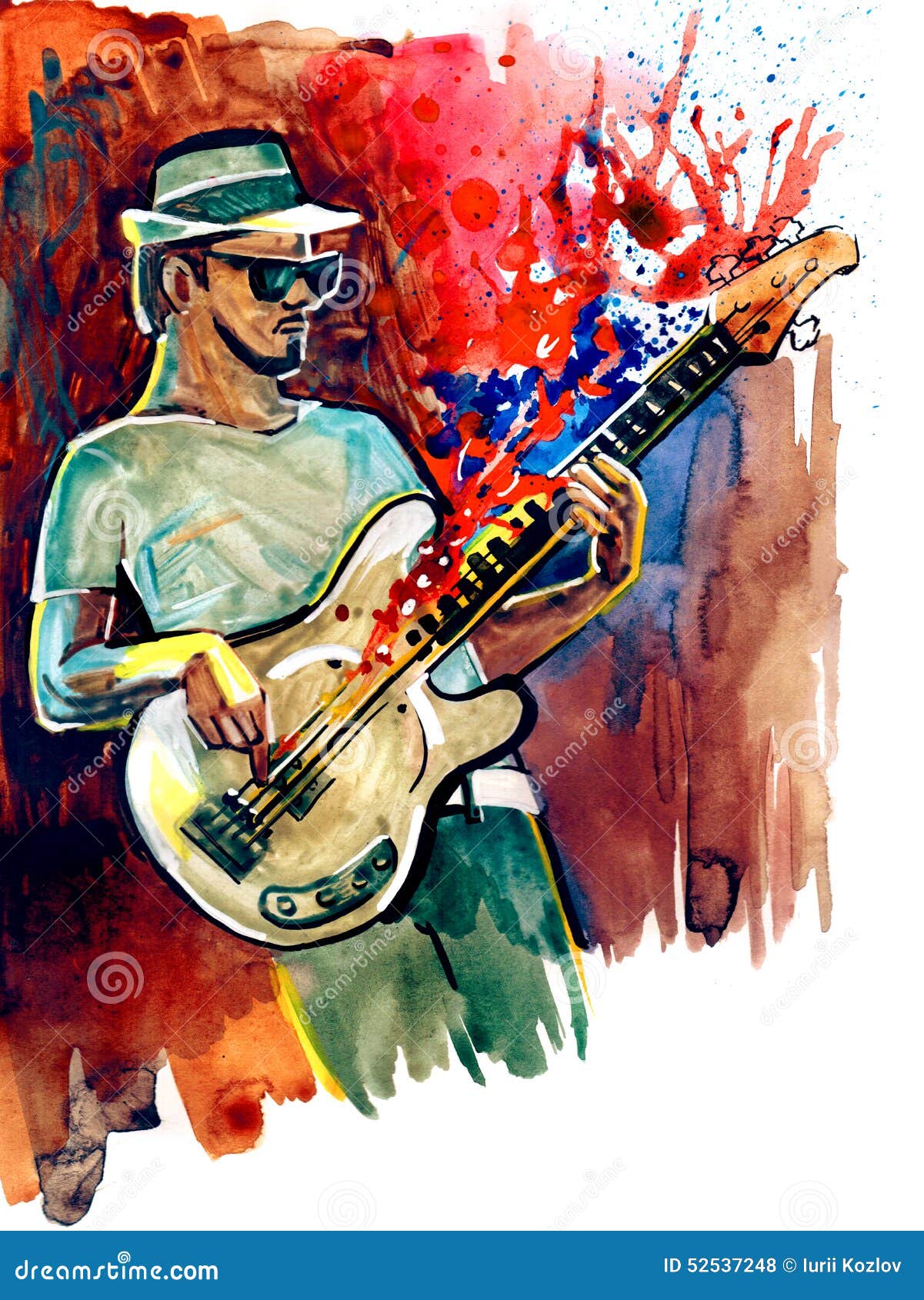 Jazzman stock illustration. Illustration of guitar, person - 52537248