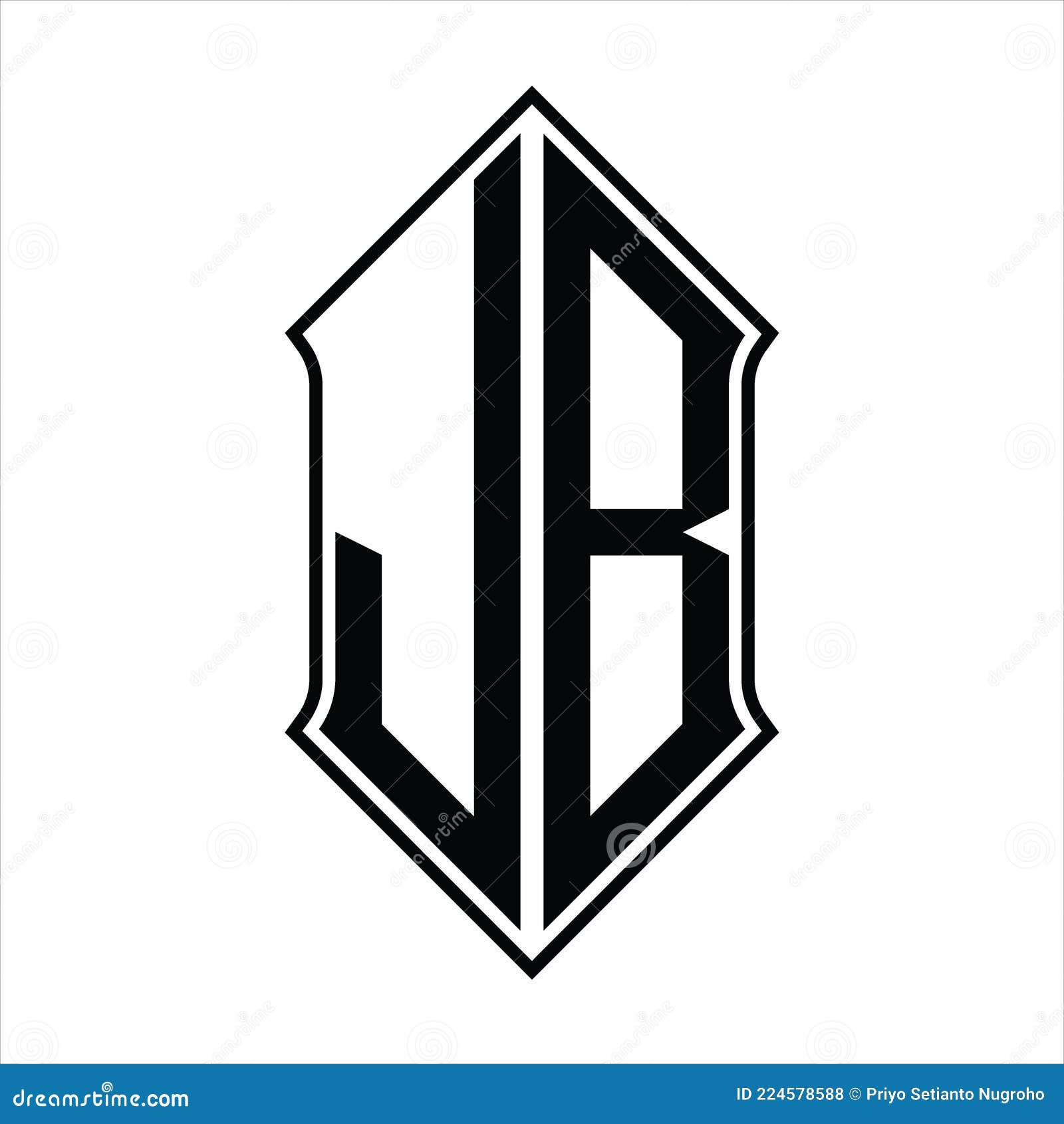 JB Logo Monogram with Shieldshape and Outline Design Template Vector ...
