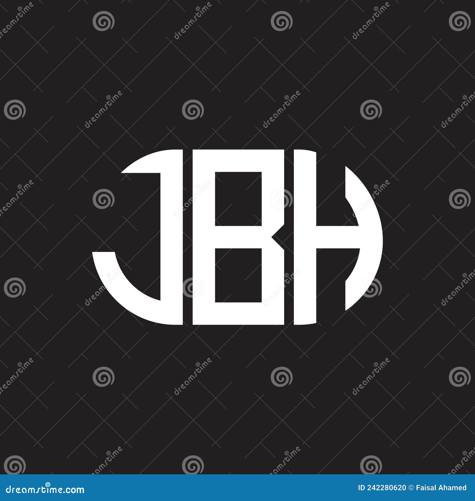 JBH Letter Logo Design on Black Background. JBH Creative Initials ...