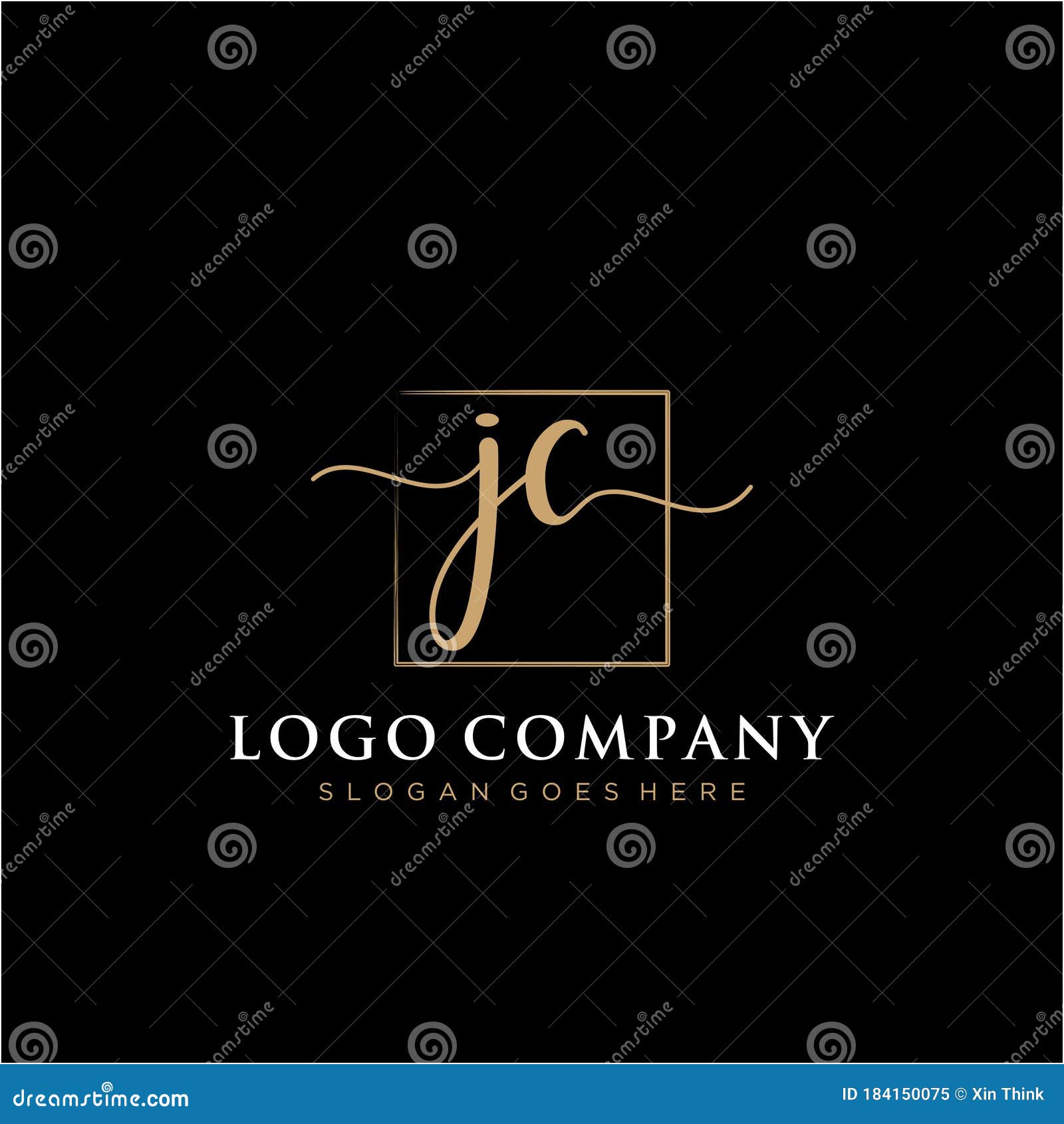 JC Initial Handwriting Logo with Rectangle Template Vector Stock Vector ...
