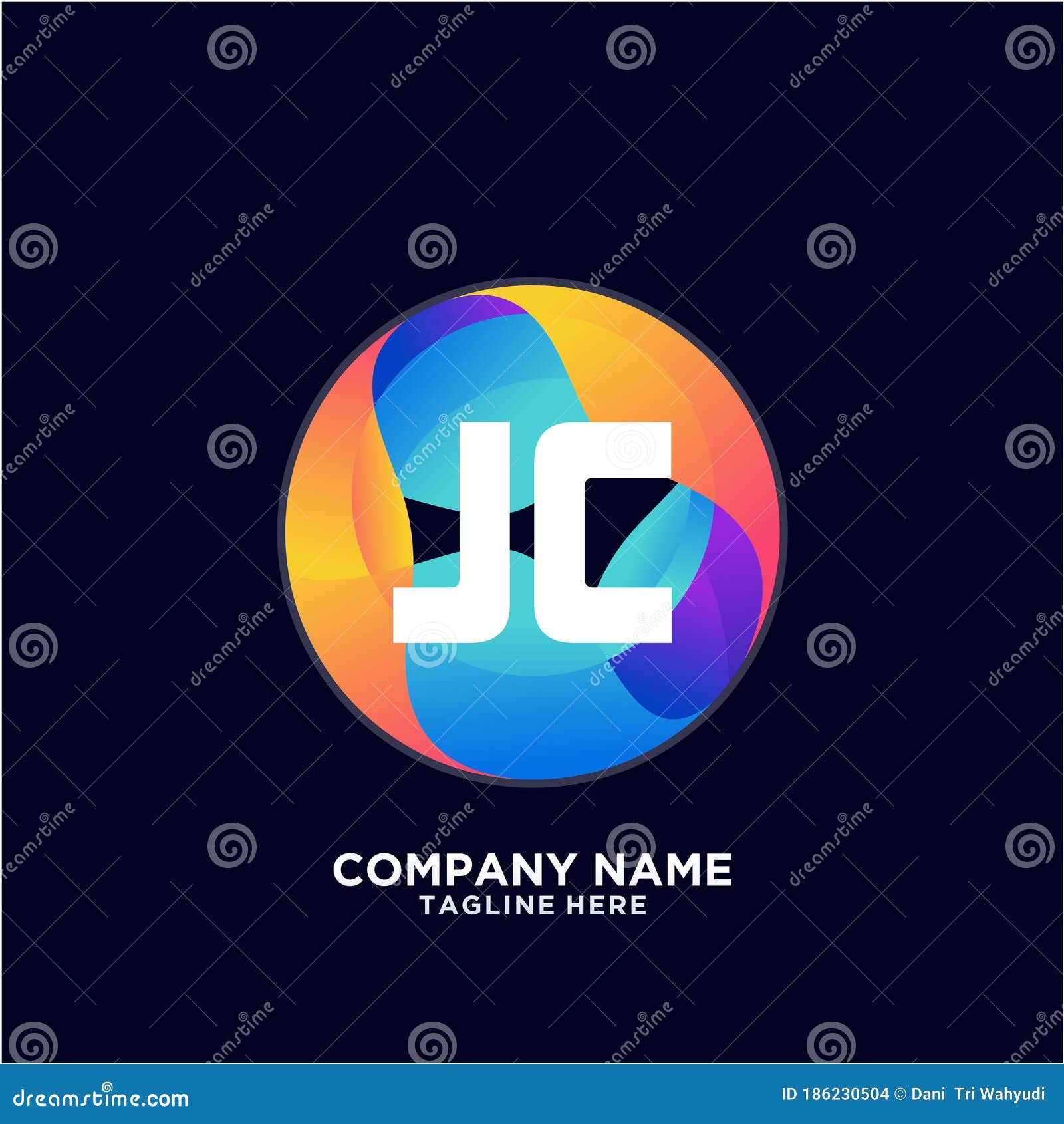 JC Initial Logo with Colorful Circle Template Vector Stock Vector ...