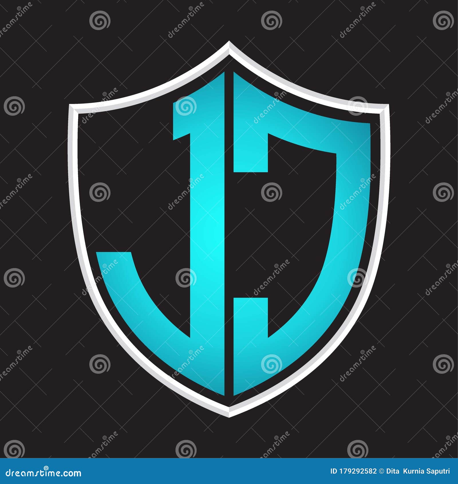 JC Logo Monogram with Shield Shape Isolated Blue Colors on Outline ...
