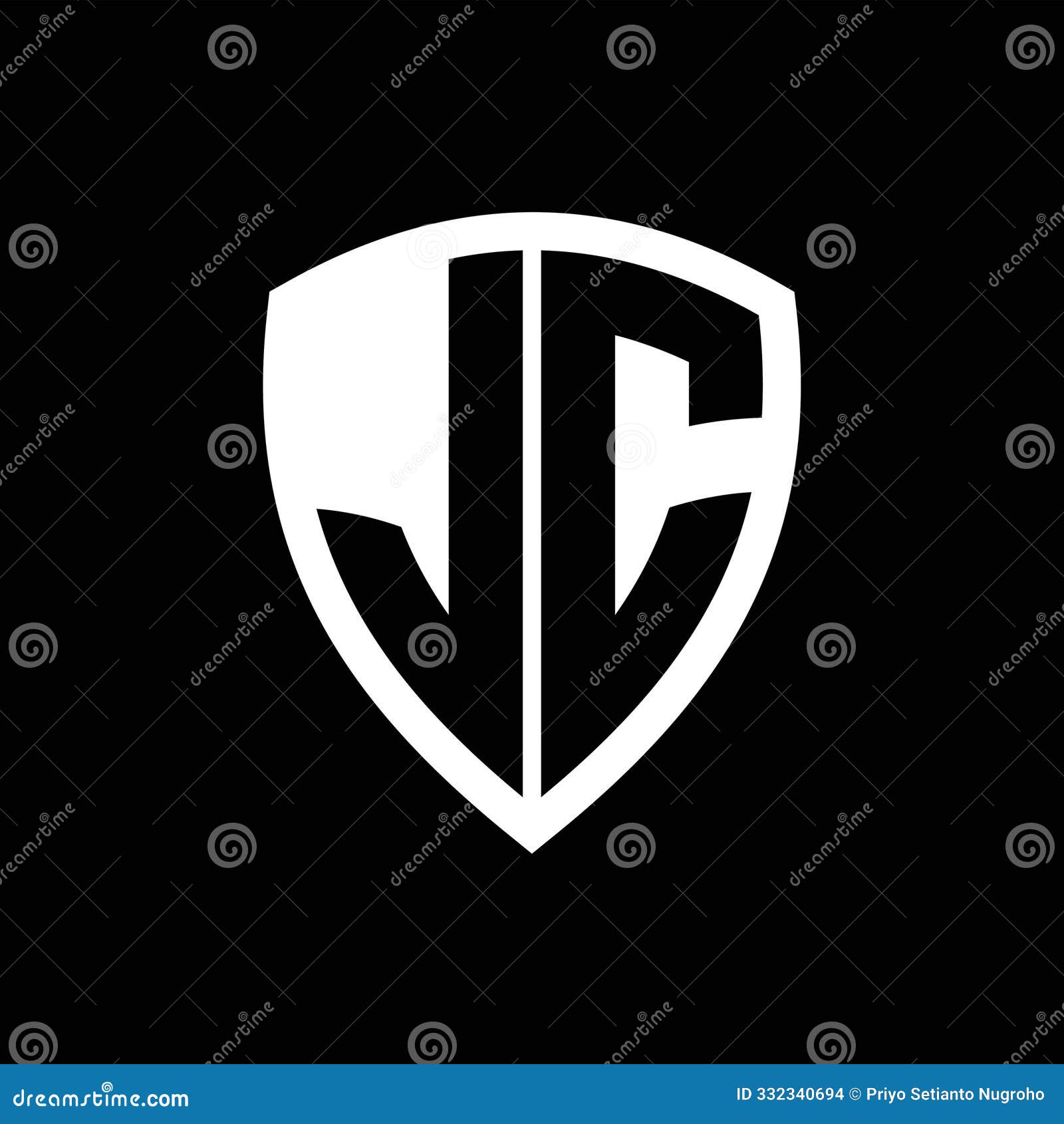 JC Monogram Logo with Bold Letters Shield Shape with Black and White ...