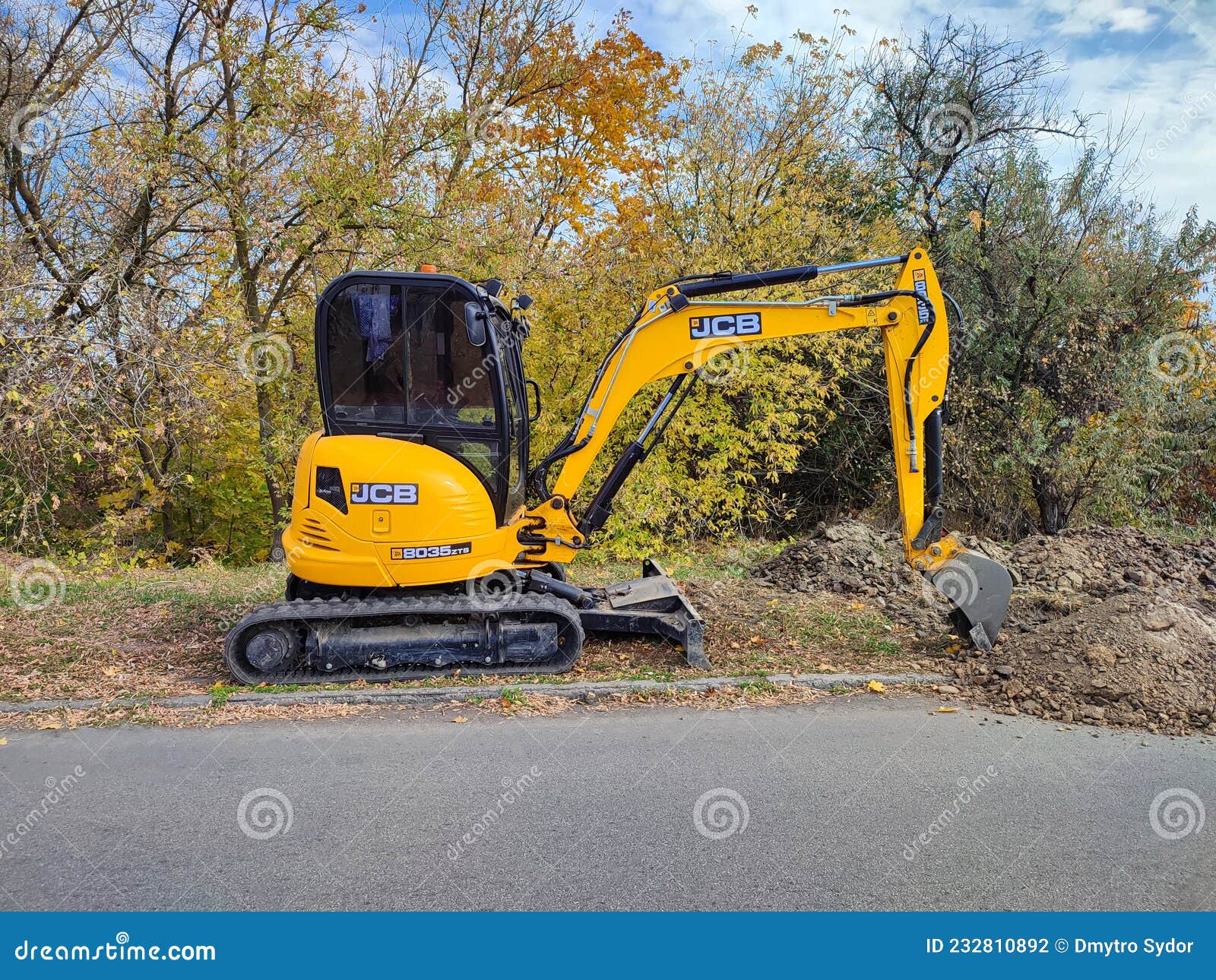 JCB Digger or Excavator Performs Excavation Work Outdoors Editorial ...