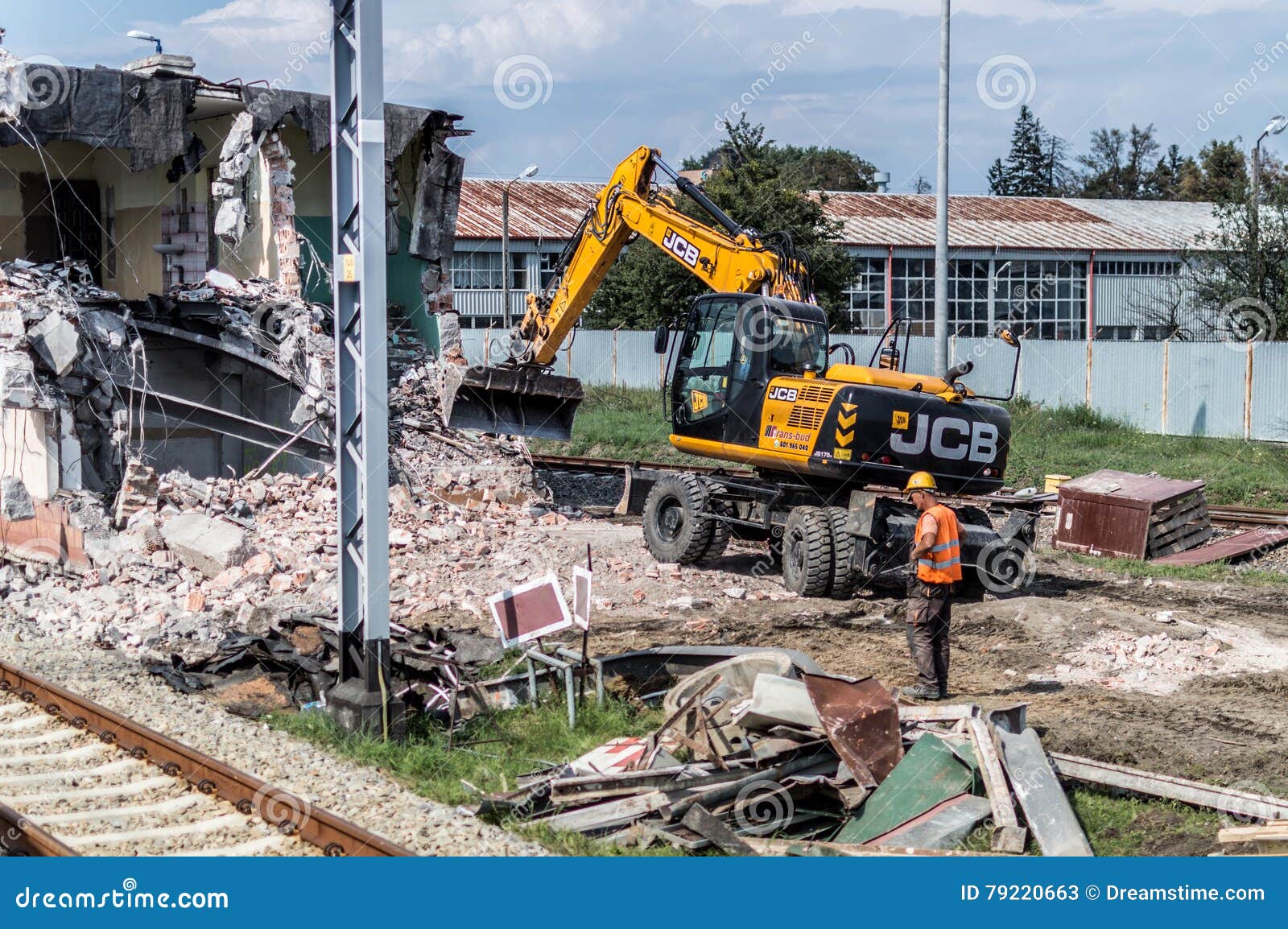 JCB Excavator Demolishes an Old Building Editorial Stock Photo - Image ...
