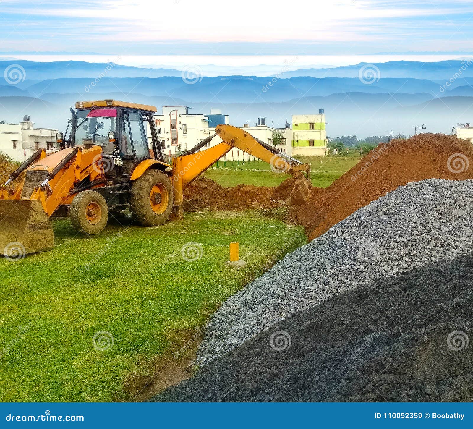 JCB Working in Building Contraction Stock Image - Image of build, earth ...