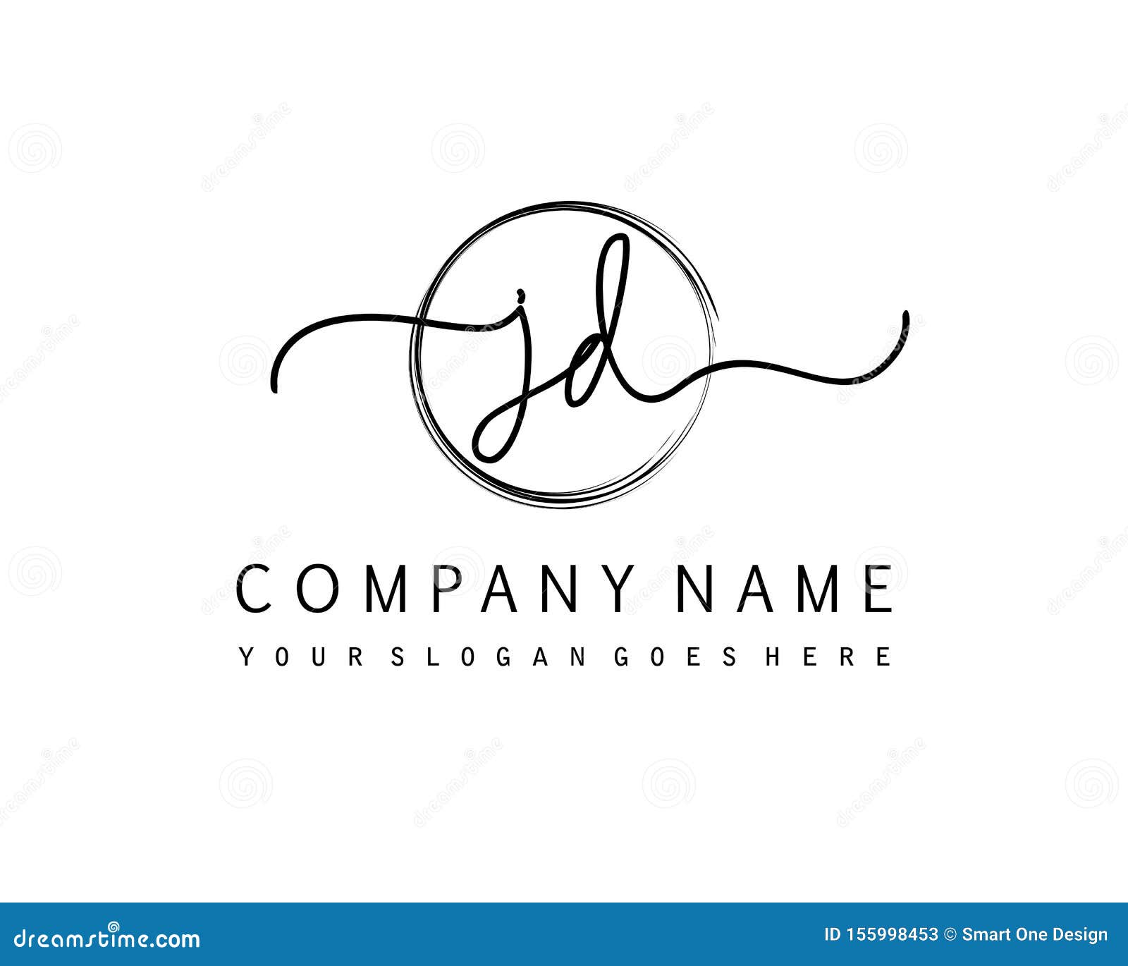 JD Initial Handwriting Logo Circle Hand Drawn Template Vector Stock ...