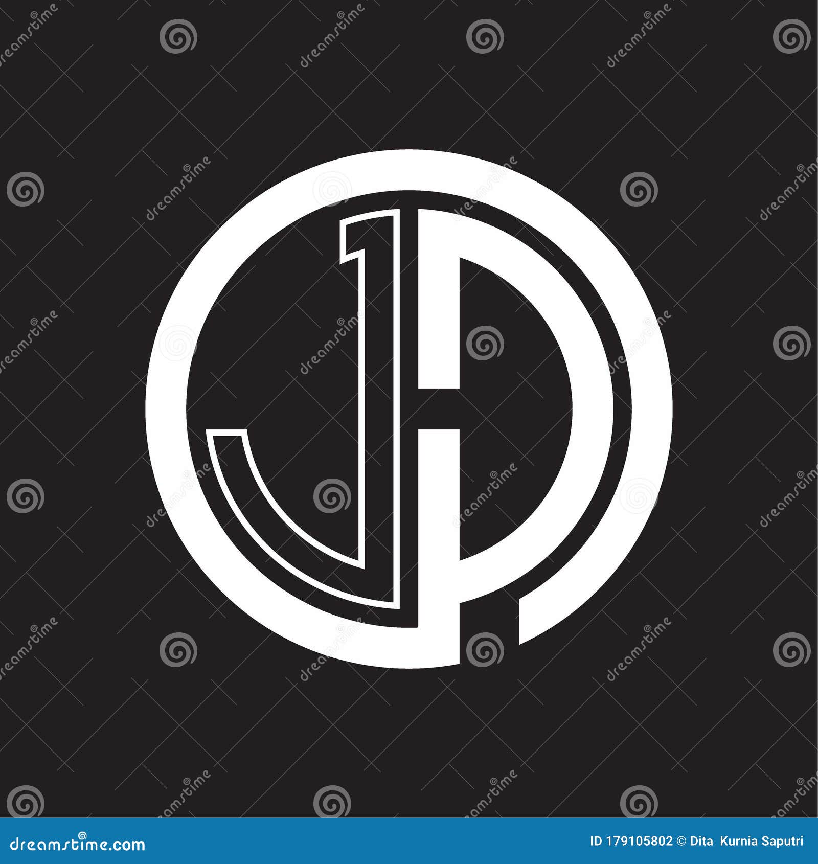 JD Logo with Circle Rounded Negative Space Design Template Stock ...