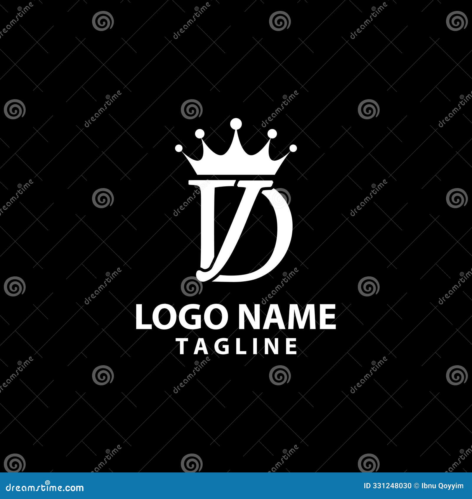 Initial Letter DJ Crown Monogram Logo Design Vector Stock Illustration ...