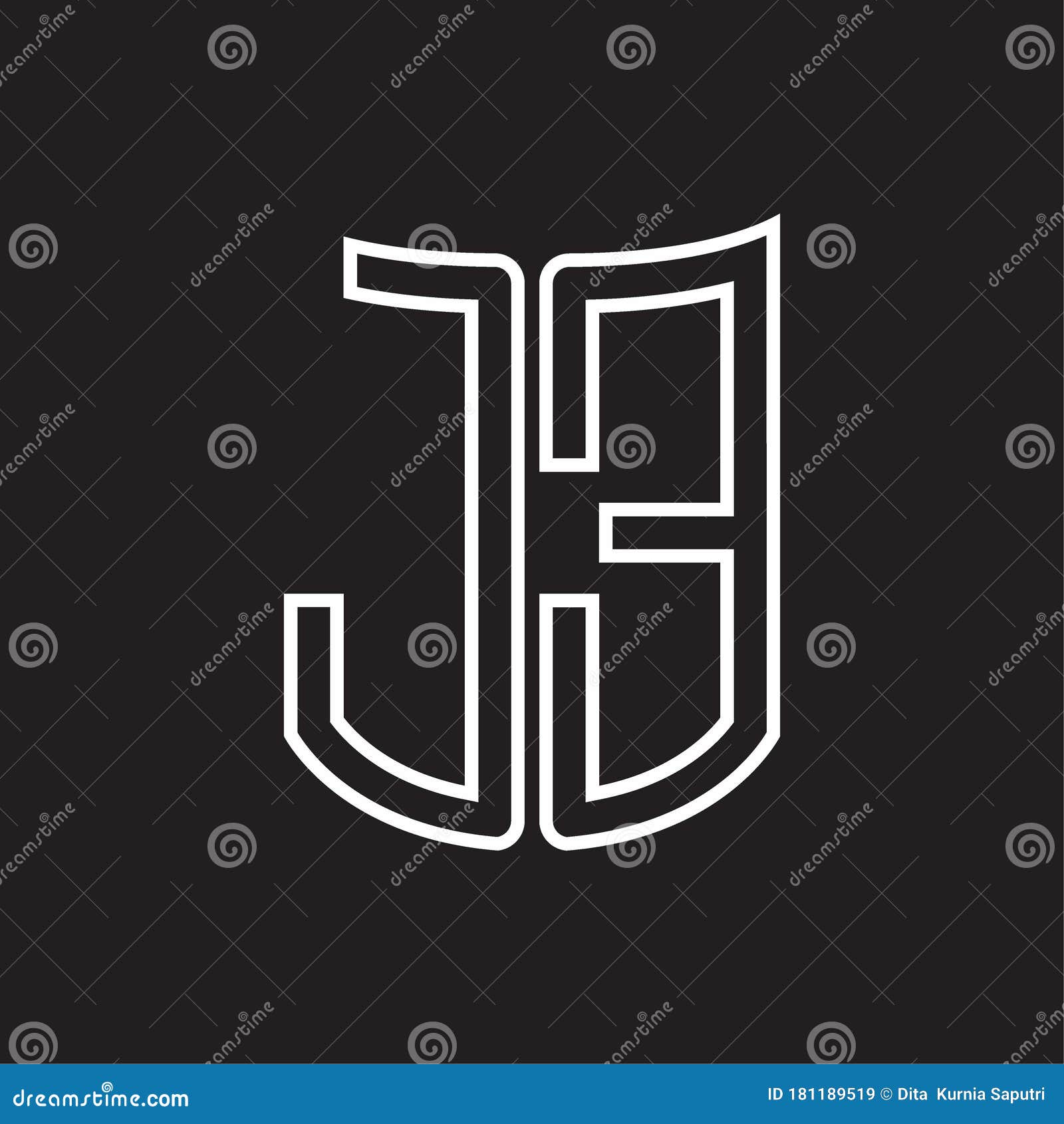 JE Logo Monogram with Ribbon Style Outline Design Template Stock Vector ...
