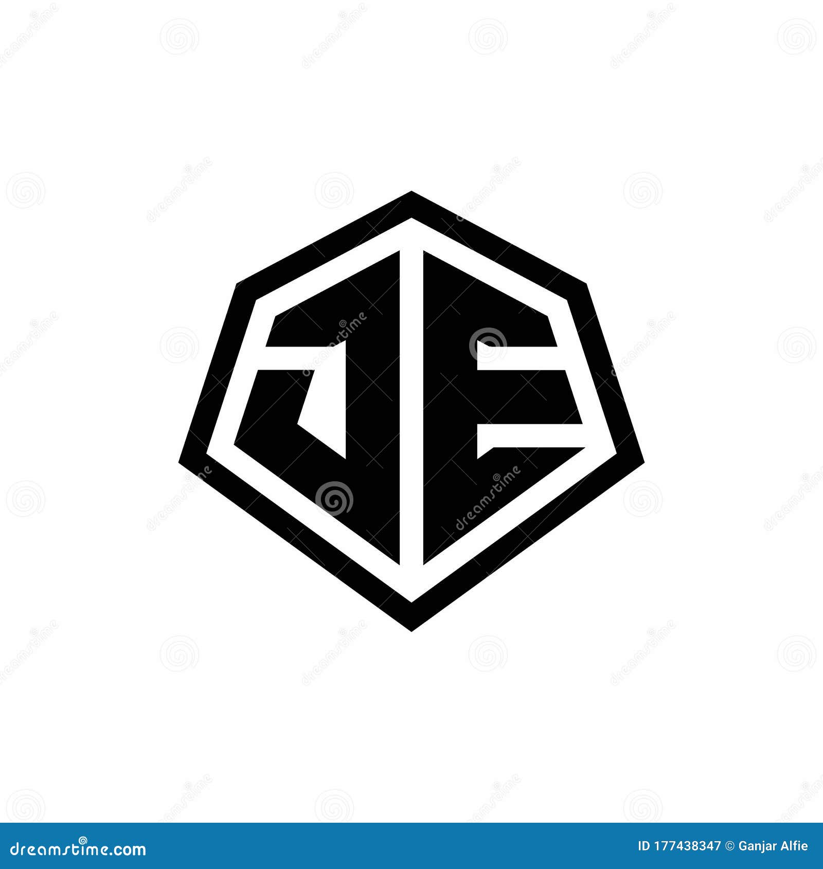 JE Monogram Logo with Hexagon Shape and Line Rounded Style Design ...