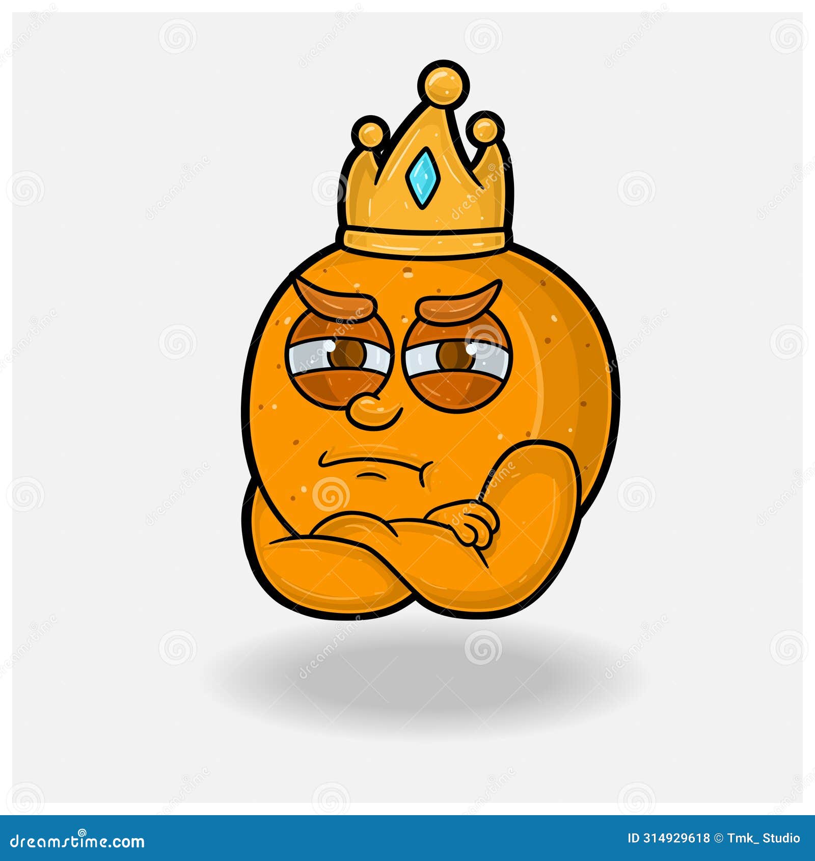 Jealous Expression with Orange Fruit Crown Mascot Character Cartoon ...