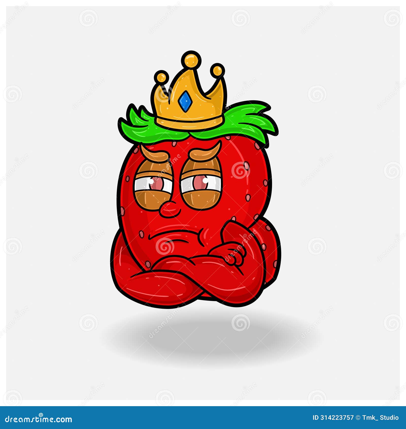 Jealous Expression with Strawberry Fruit Crown Mascot Character Cartoon ...