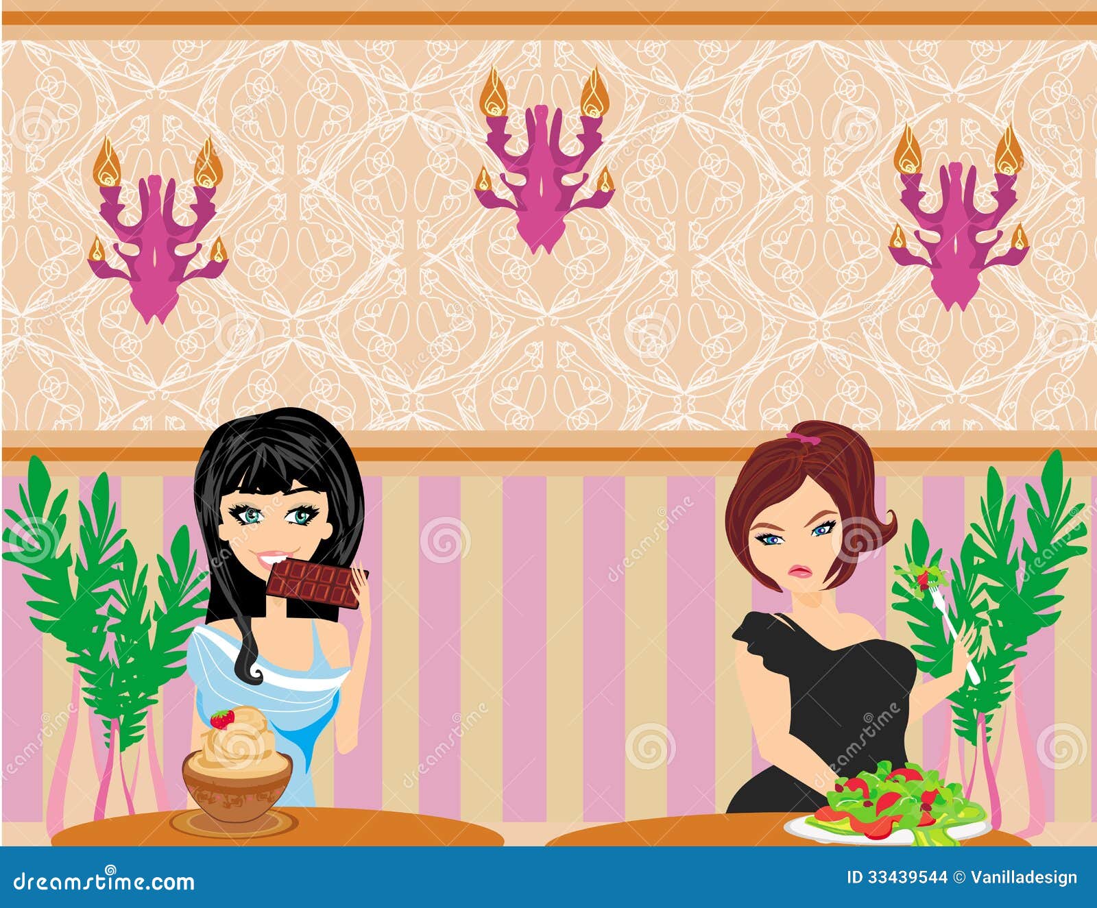 Jealous girl stock vector. Illustration of dinner, jealousy - 33439544