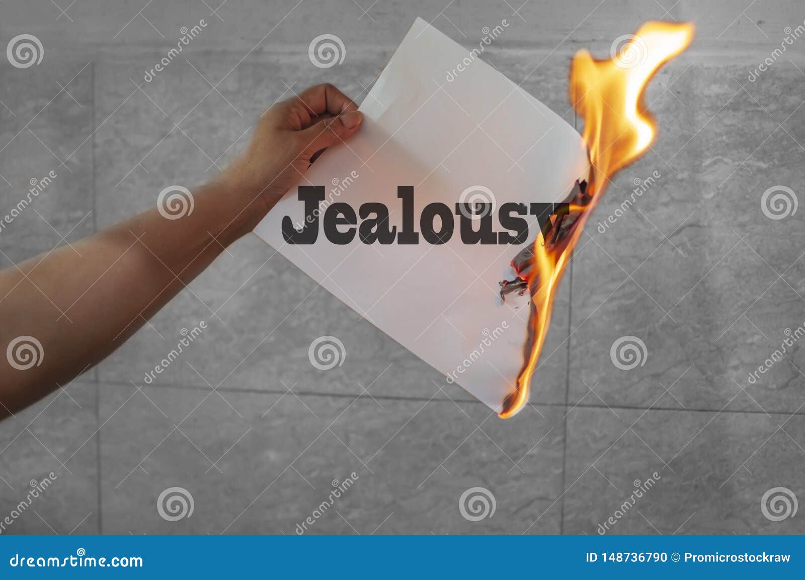 Jealousy Text Burning on Paper Stock Photo - Image of irritate, female ...