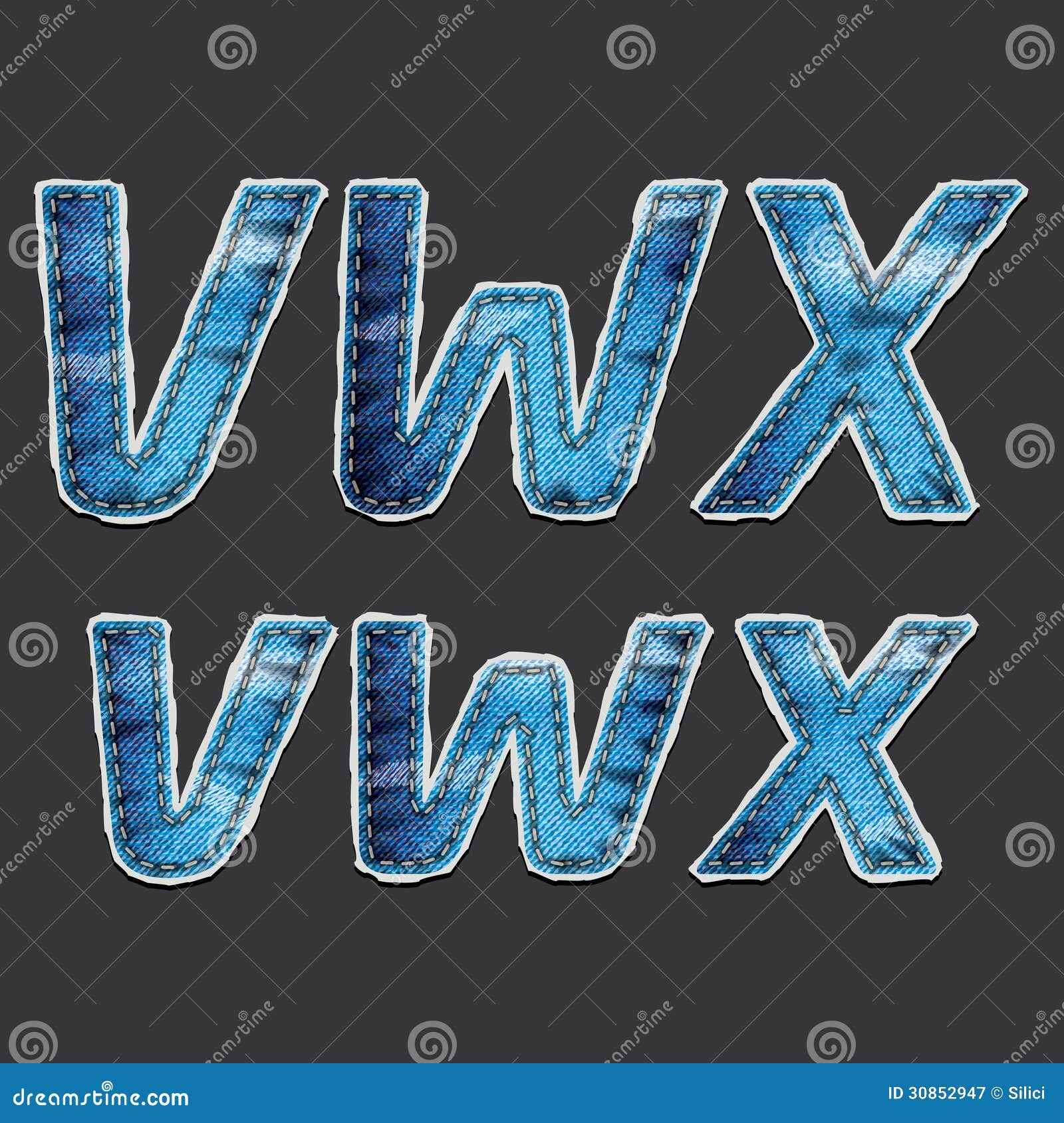 Jean Alphabet Set 8 stock vector. Illustration of material - 30852947