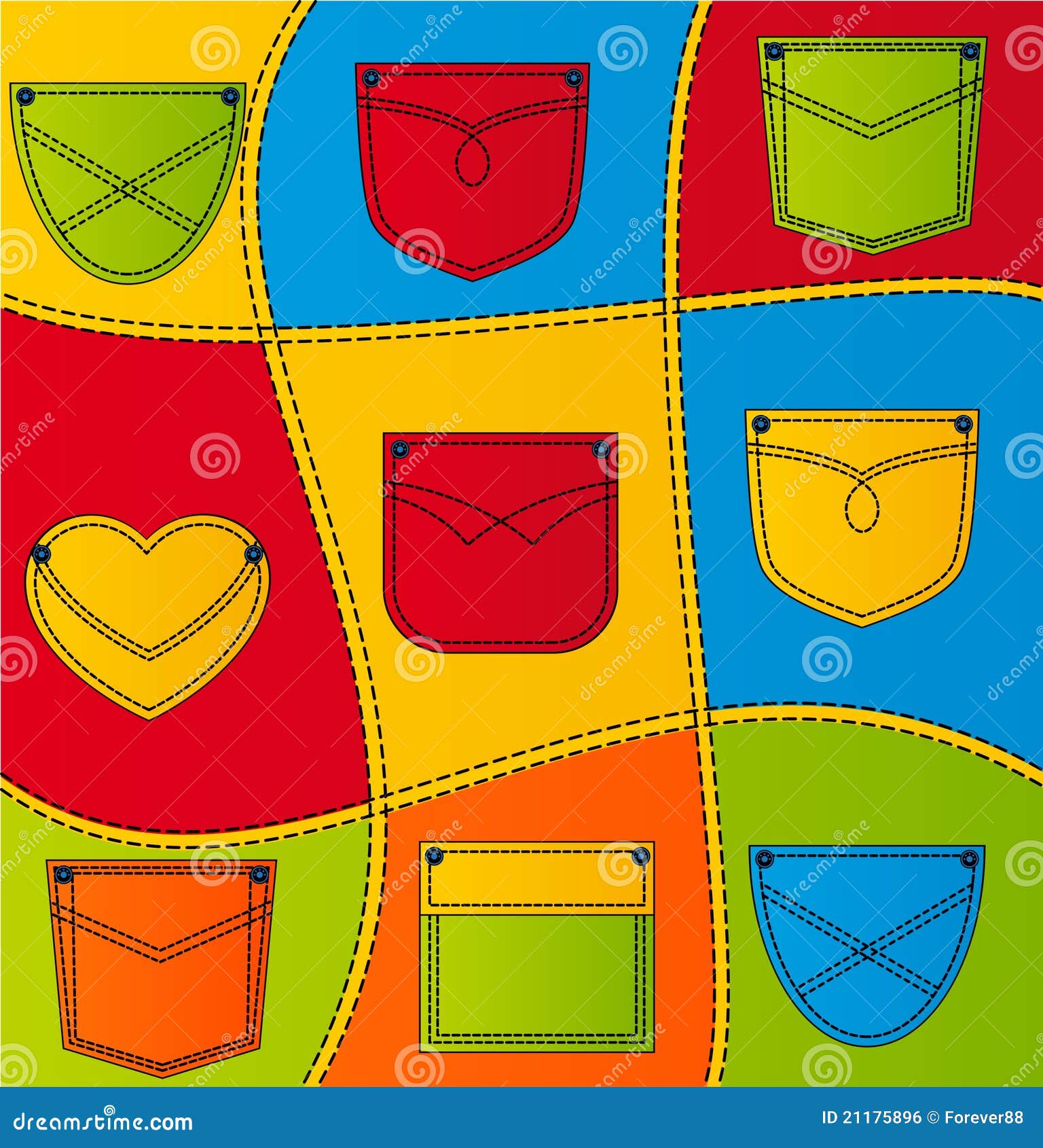 Jean colored pockets. stock vector. Illustration of clothing - 21175896
