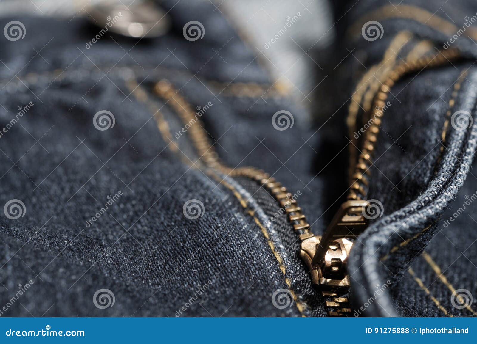 Jean with Gold Zipper. Selected Focus Stock Photo - Image of design ...