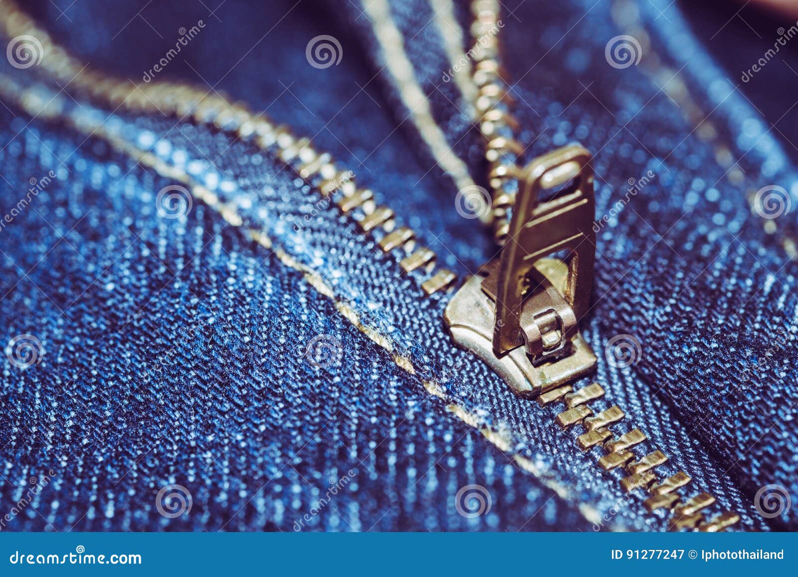 Jean with Gold Zipper. Selected Focus Stock Image - Image of clothes ...
