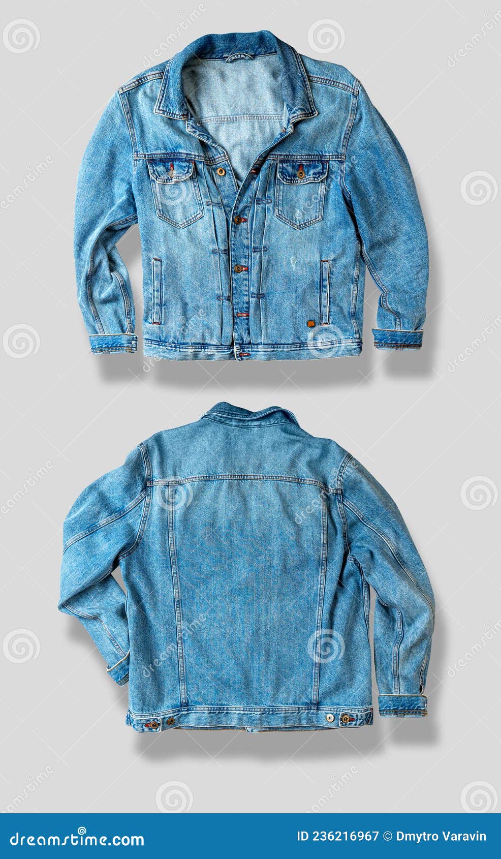 Jean Jacket Isolated on White. Stock Image - Image of denim, front ...