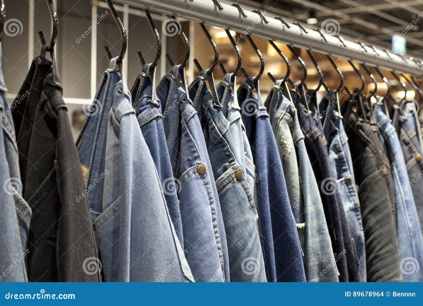 Jean rack in store stock photo. Image of denim, casual - 89678964