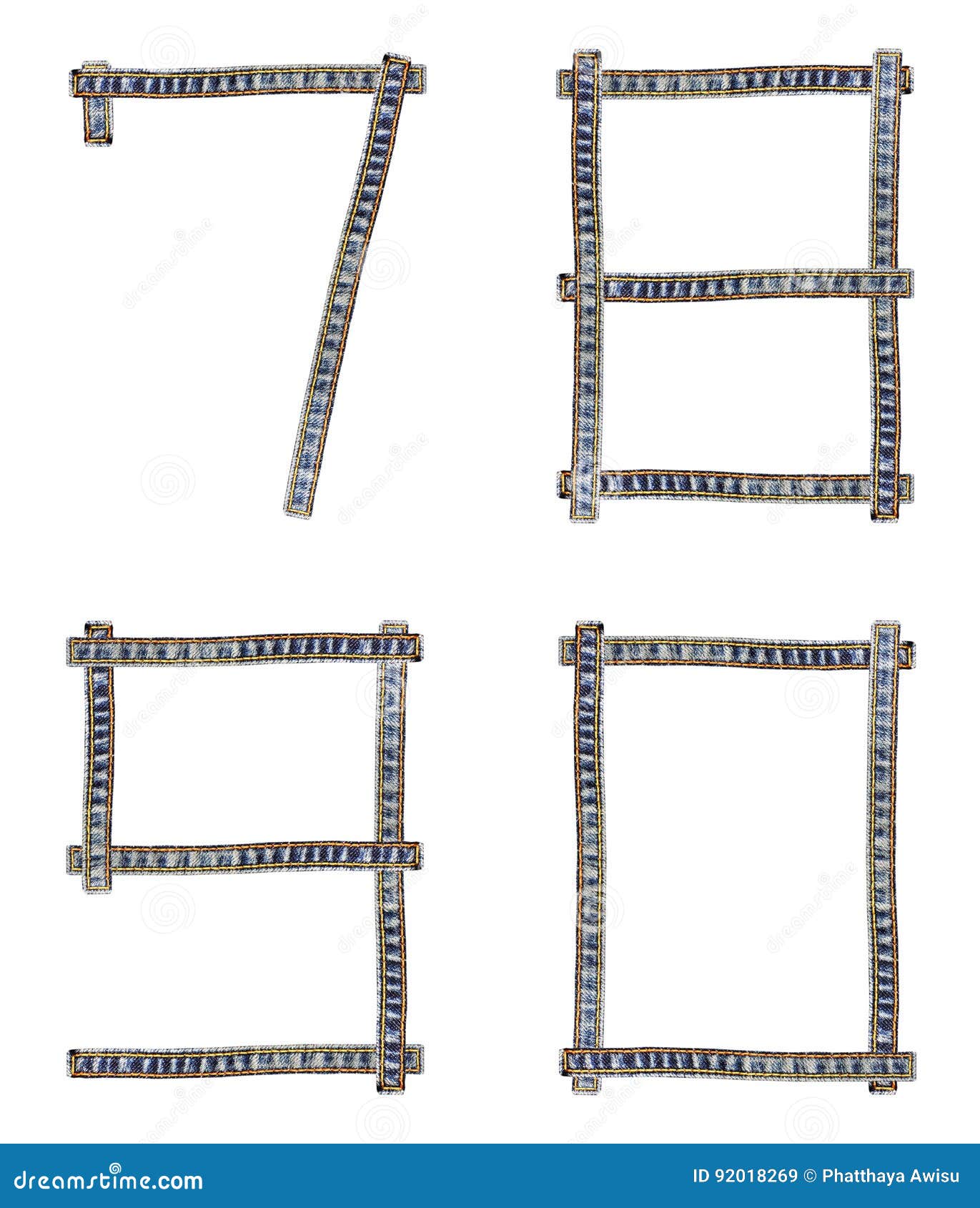 Jeans Alphabet Number 7, 8, 9, 0 Stock Illustration - Illustration of ...