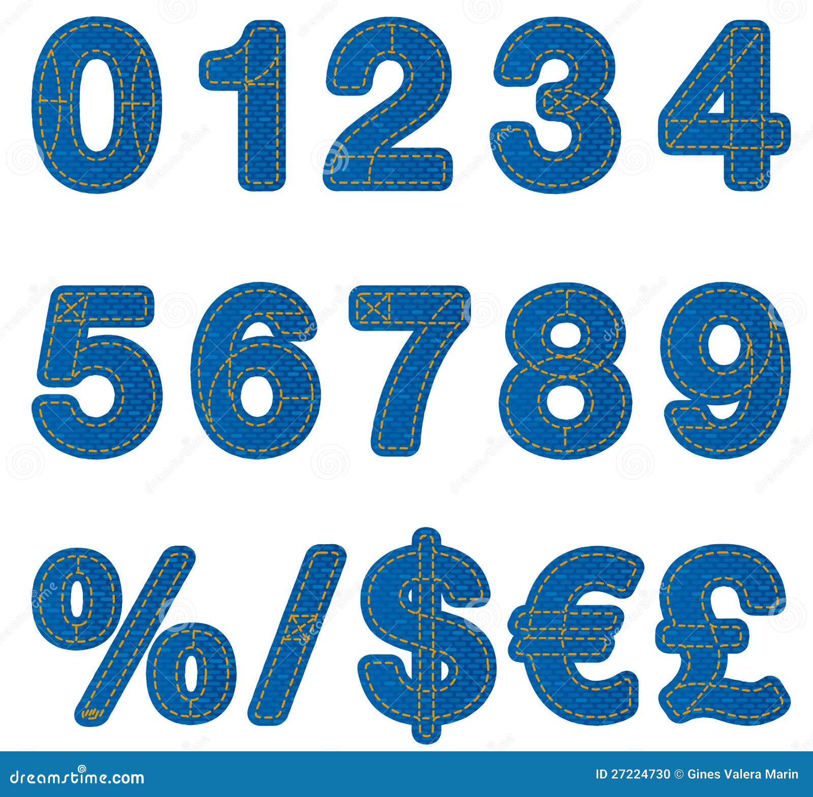 Jeans alphabet numbers stock vector. Illustration of blue - 27224730