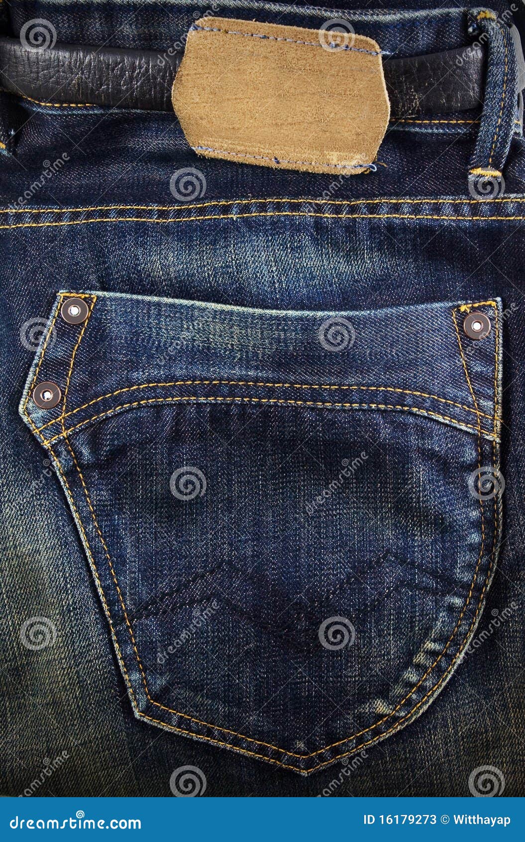 Jeans back pocket stock image. Image of back, cotton - 16179273
