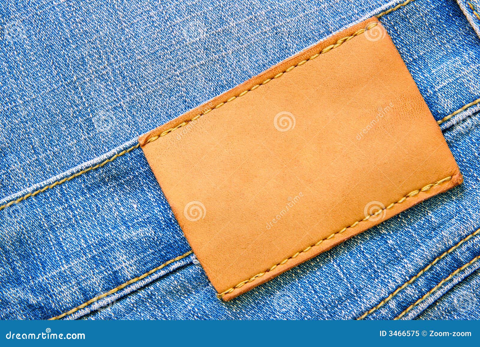 Jeans with blank label stock image. Image of colour, leather - 3466575