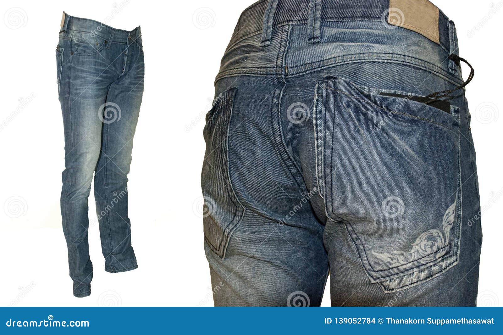 Jeans , Blue Jeans Back Side and White Background Stock Photo - Image ...