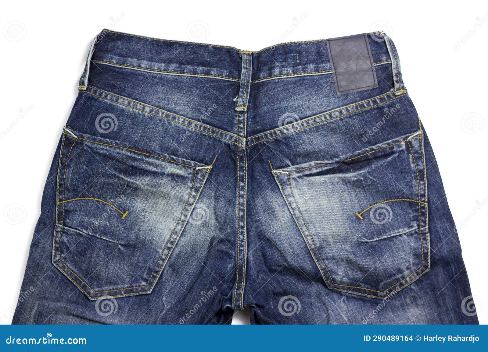 Jeans Blue Denim, Back View, on White Background Stock Photo - Image of ...