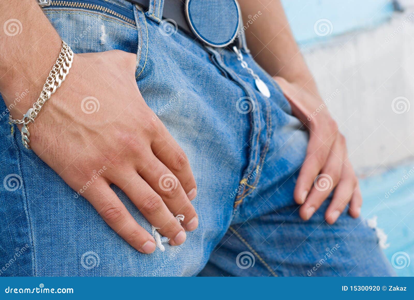 Jeans and Hands of the Man | Close-up Stock Photo - Image of finger ...