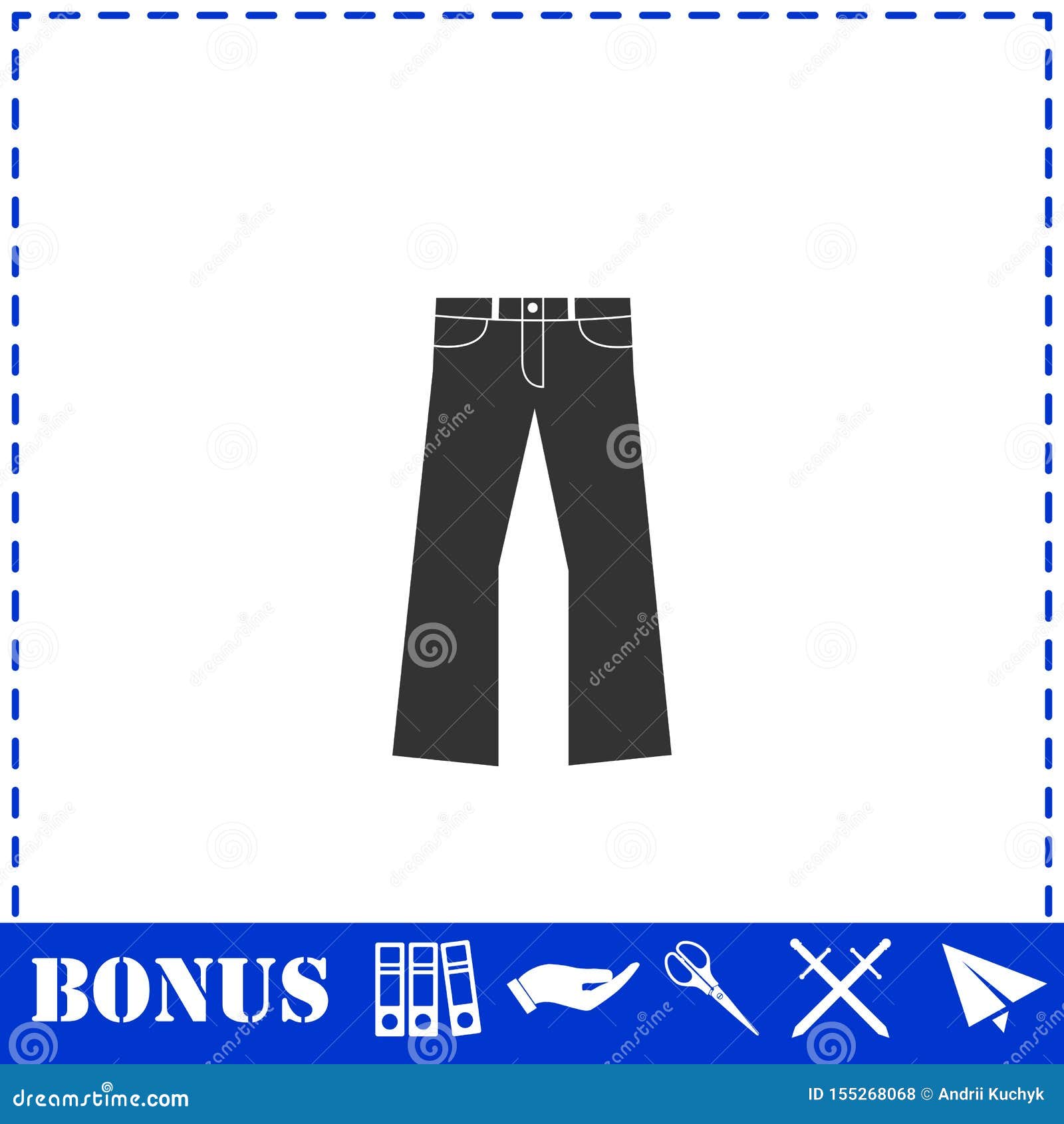 Jeans icon flat stock vector. Illustration of cloth - 155268068