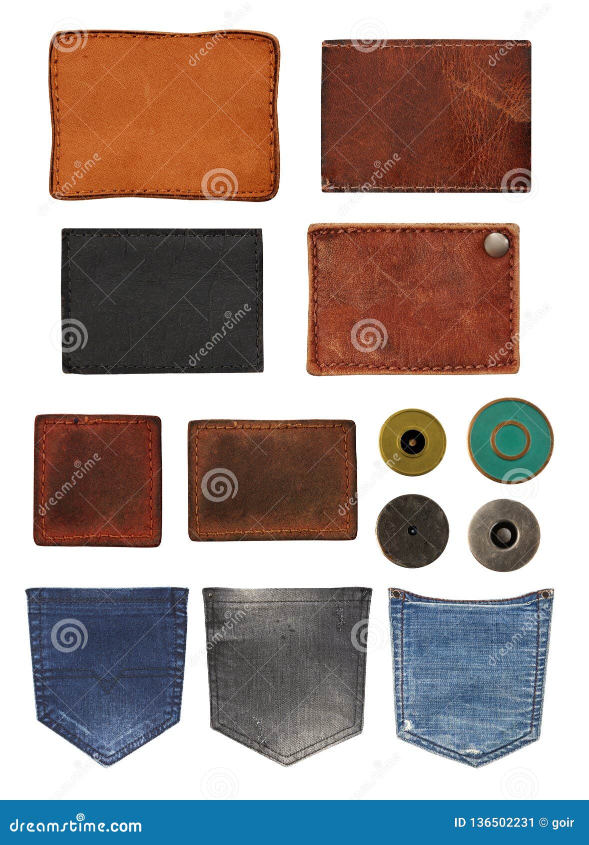 Jeans Labels, Back Pockets and Buttons Stock Image - Image of close ...