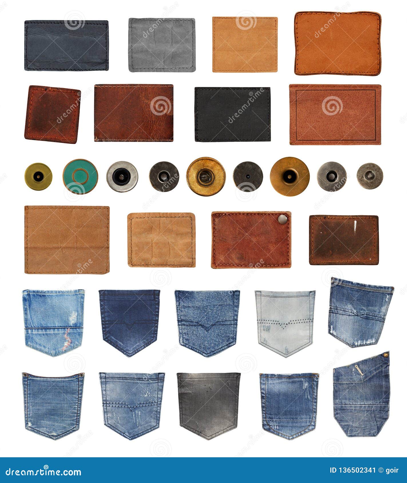 Jeans Labels, Back Pockets and Buttons Stock Image - Image of business ...
