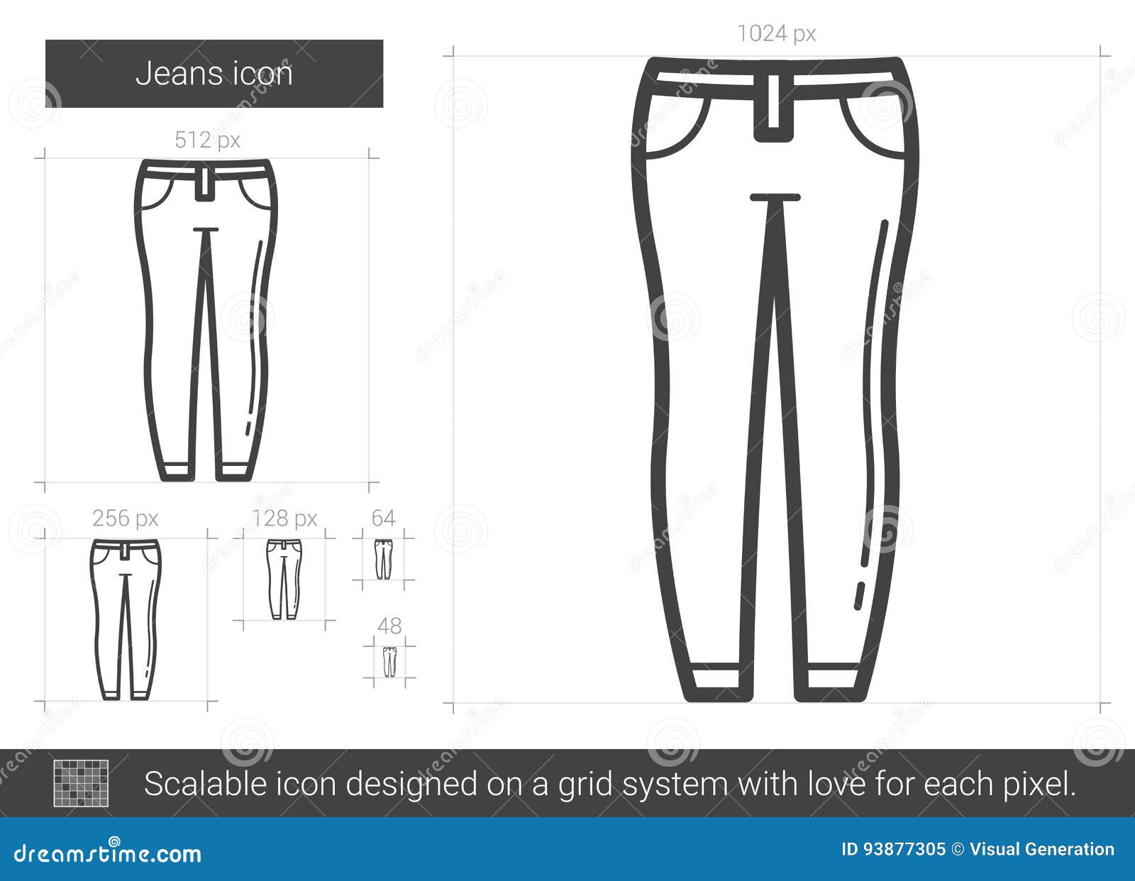 Jeans line icon. stock vector. Illustration of clothes - 93877305