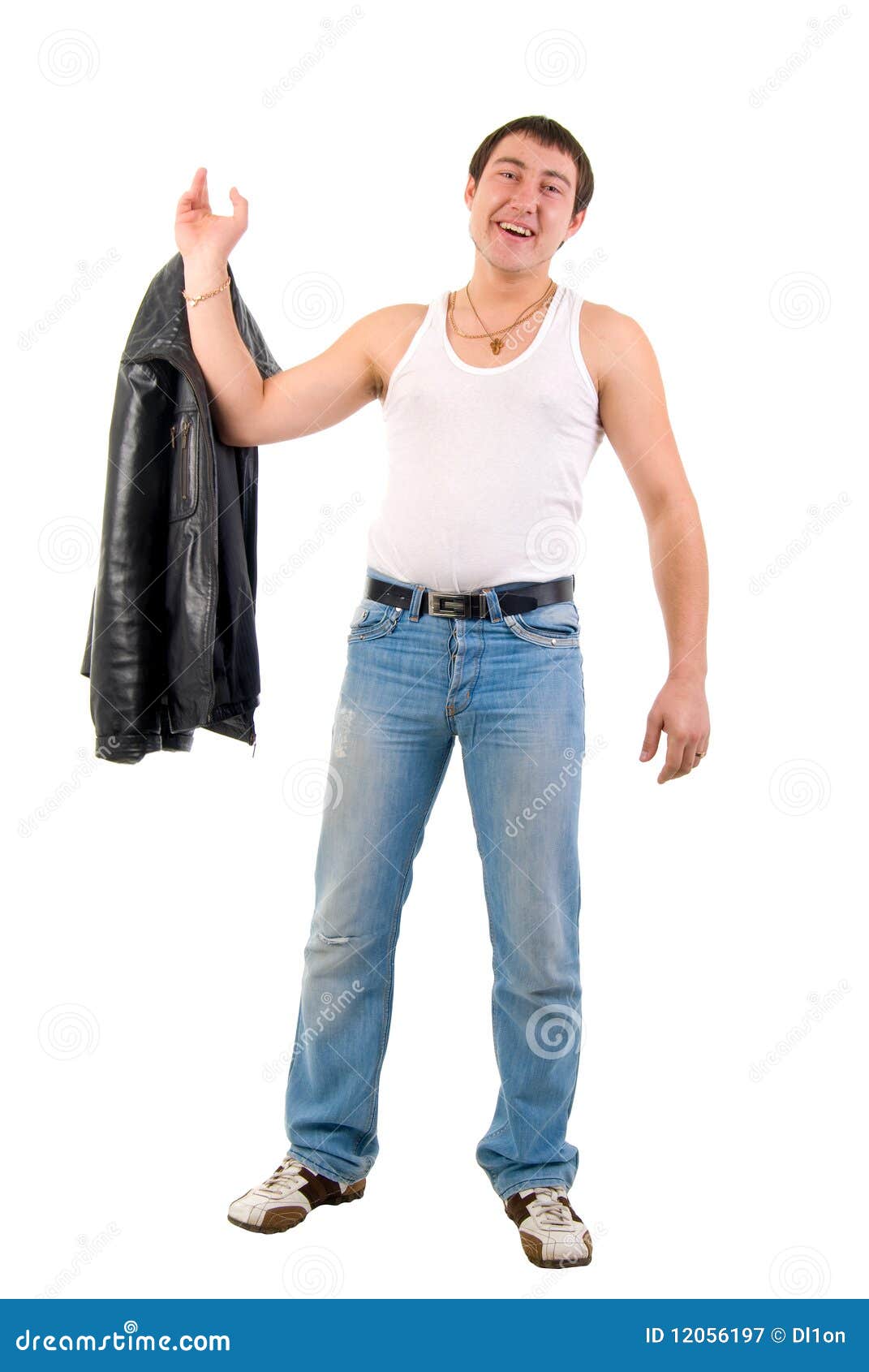 Jeans Macho Boy with Leather Jacket. Stock Image - Image of casual ...