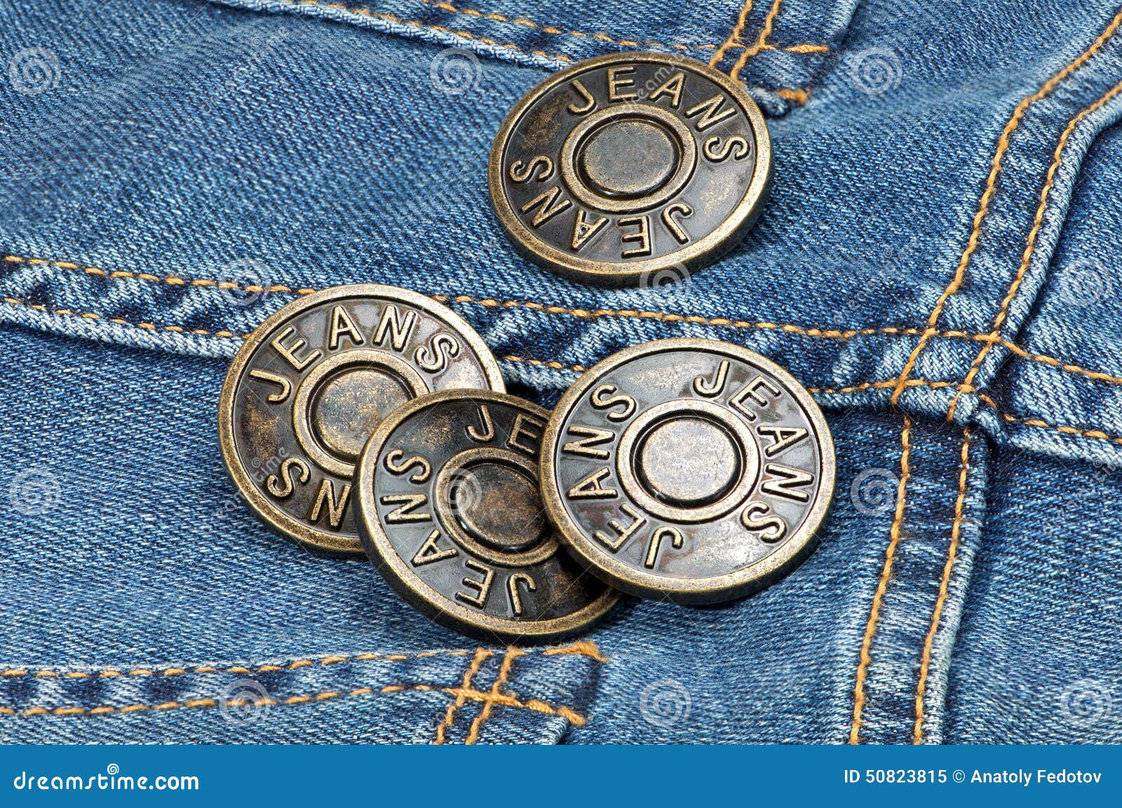 Jeans Metal Buttons on Denim. Stock Image - Image of cowboy, round ...