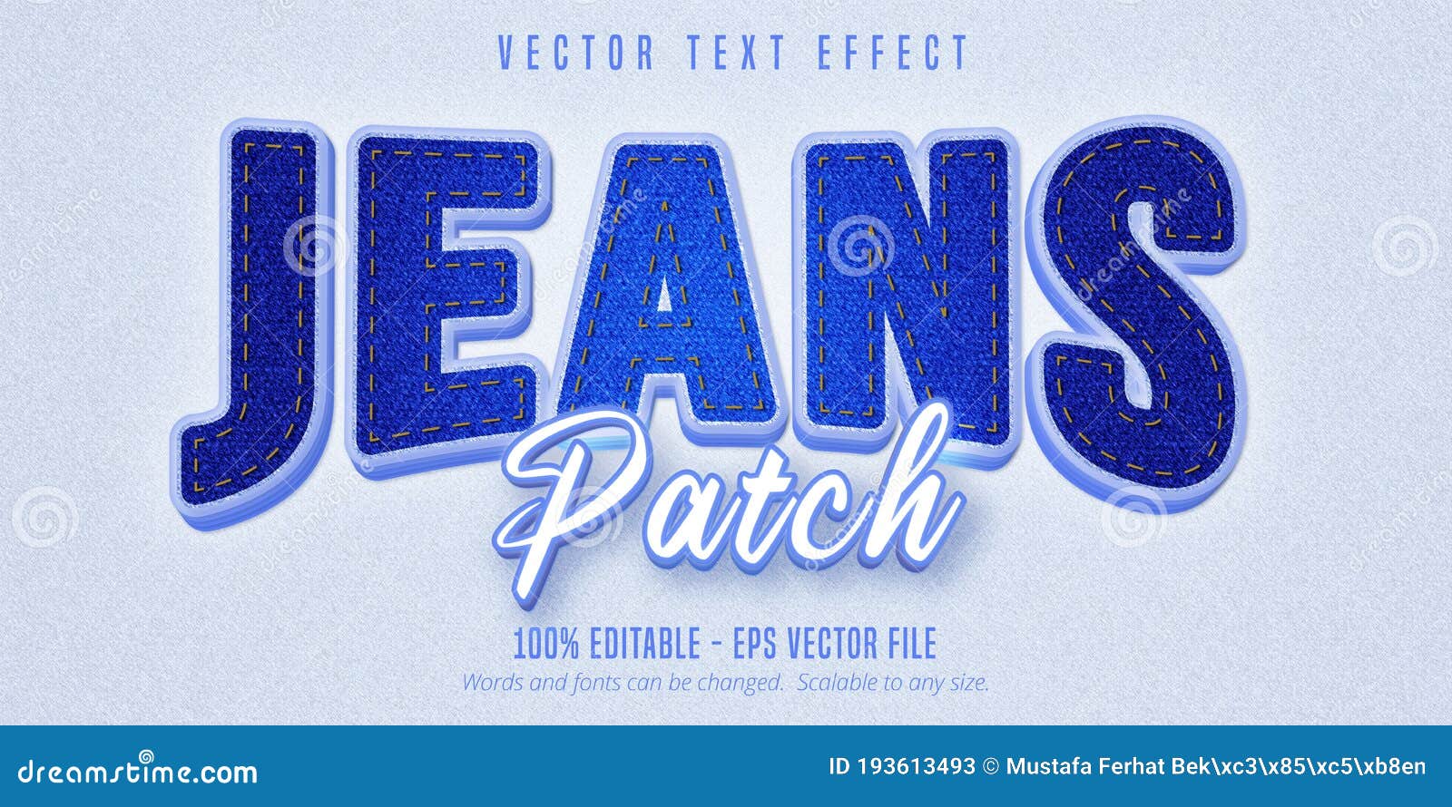 Jeans Patch Text, Realistic Denim Style Editable Text Effect Stock ...