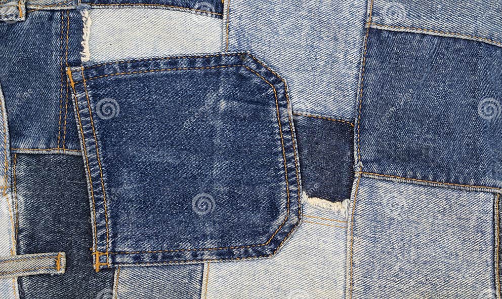 Jeans Patchwork Background , Denim Patchwork . Stock Photo - Image of ...